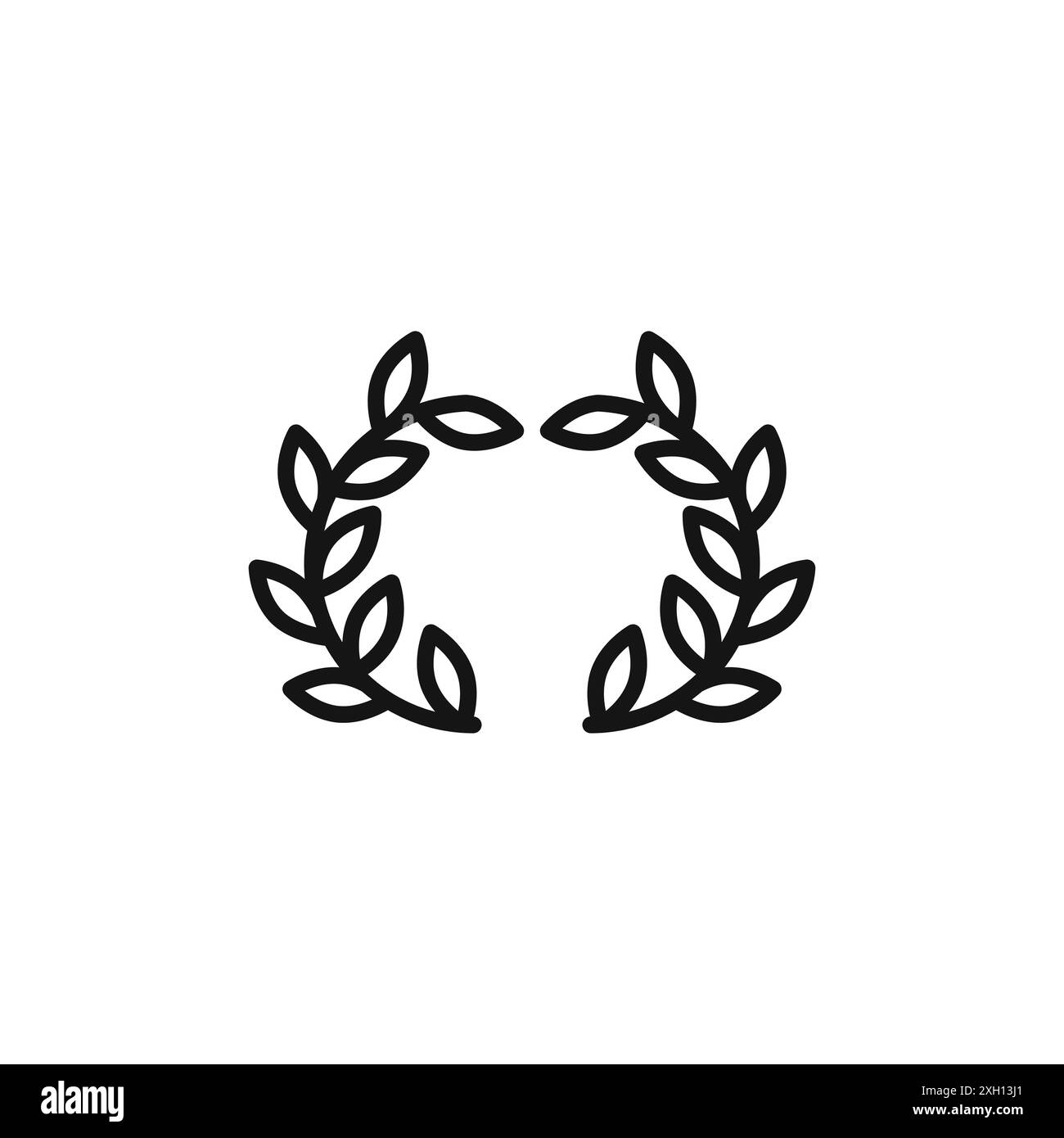 laurel wreath icon logo sign vector outline in black and white color ...