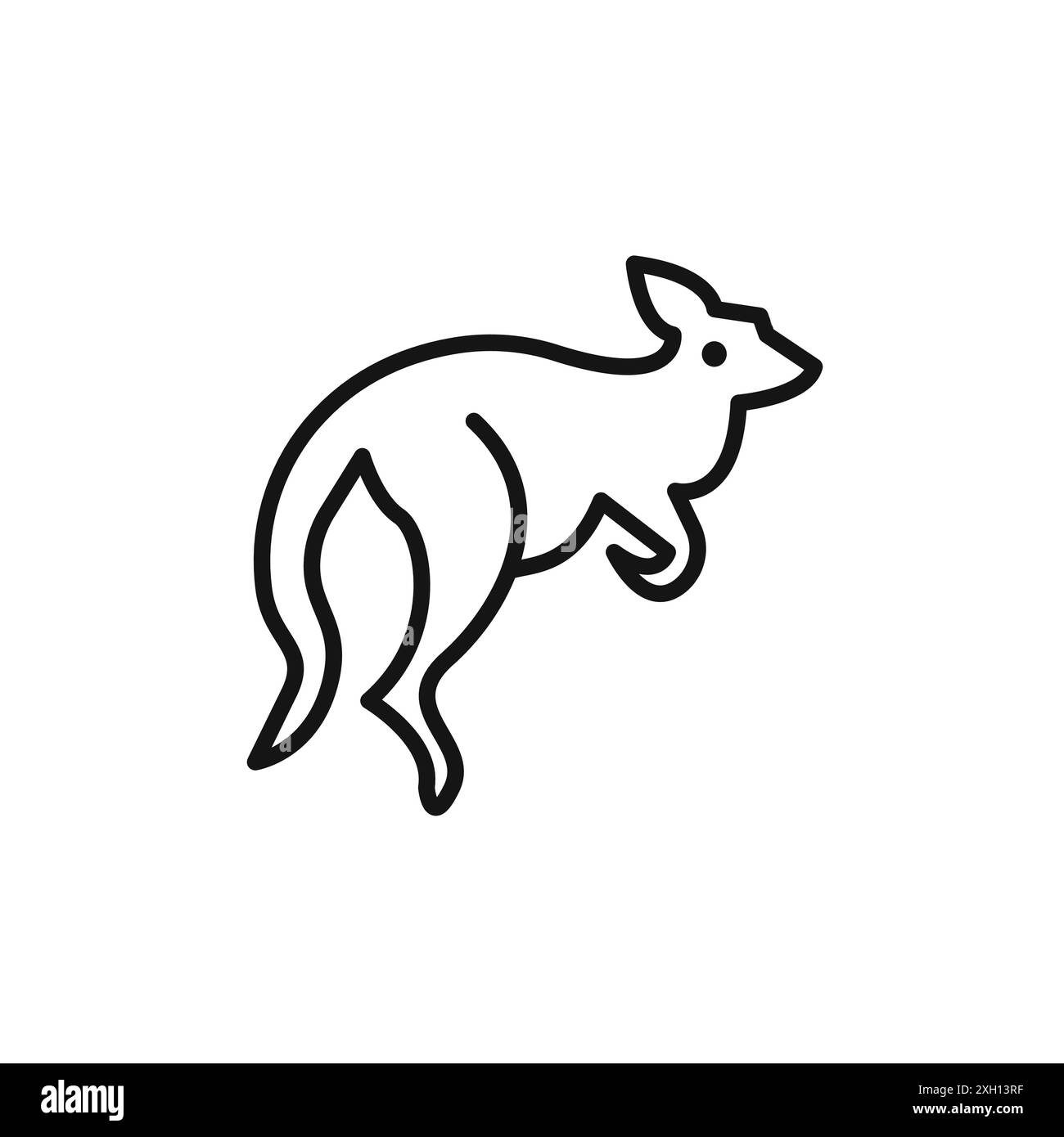 kangaroo icon logo sign vector outline in black and white color Stock ...