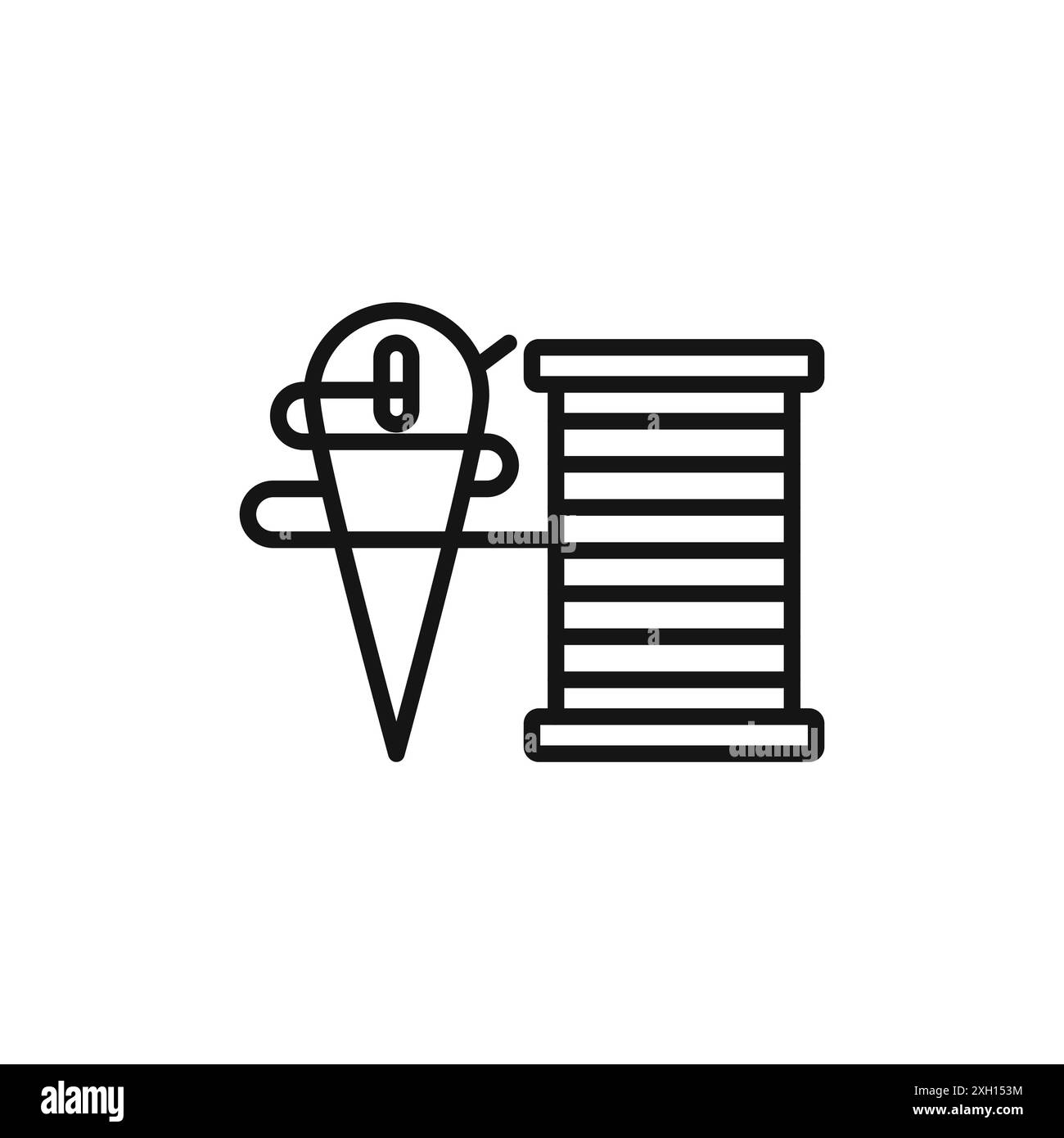 Needle, threads icon logo sign vector outline in black and white color ...