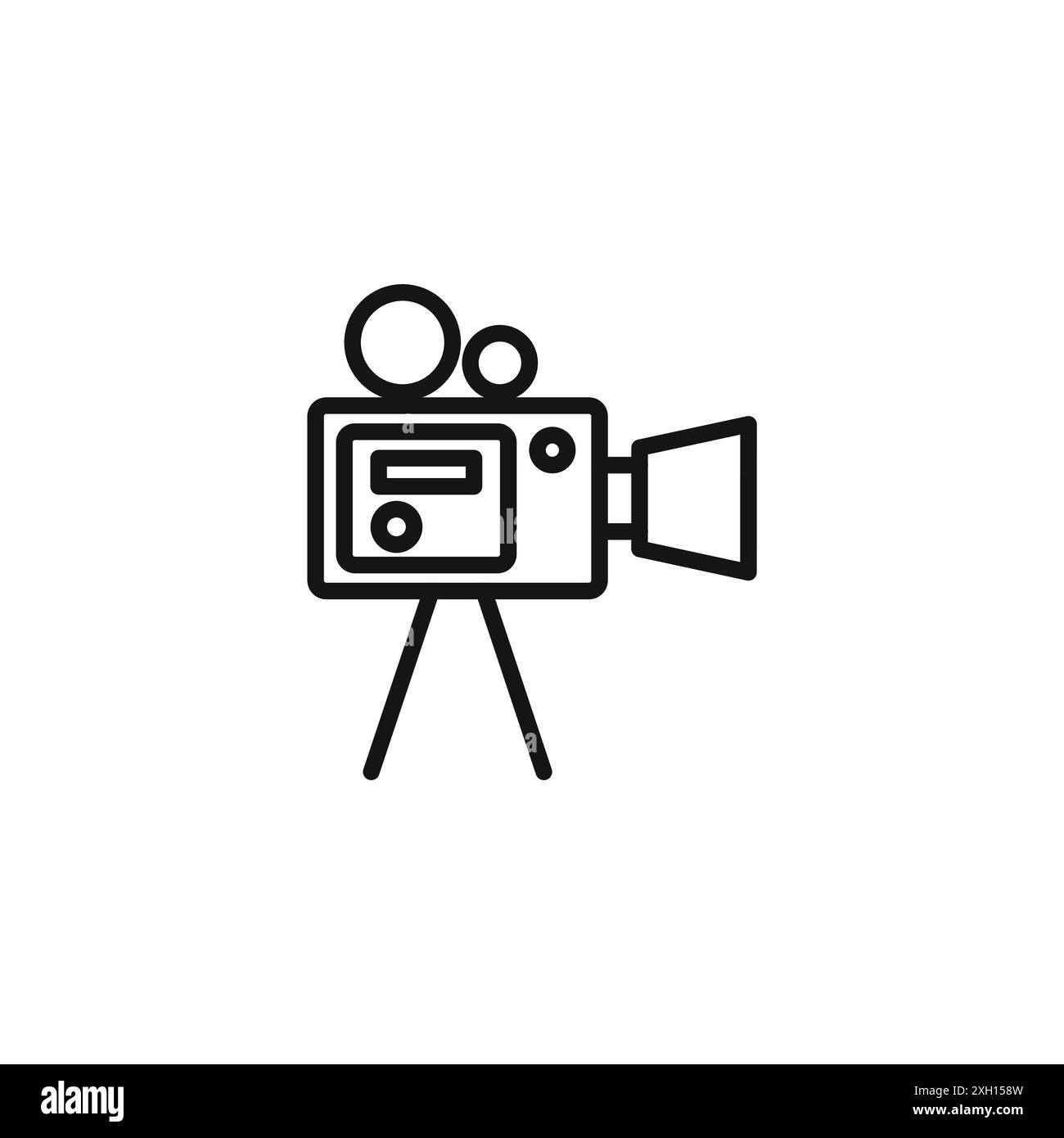 old video camera icon logo sign vector outline in black and white color ...