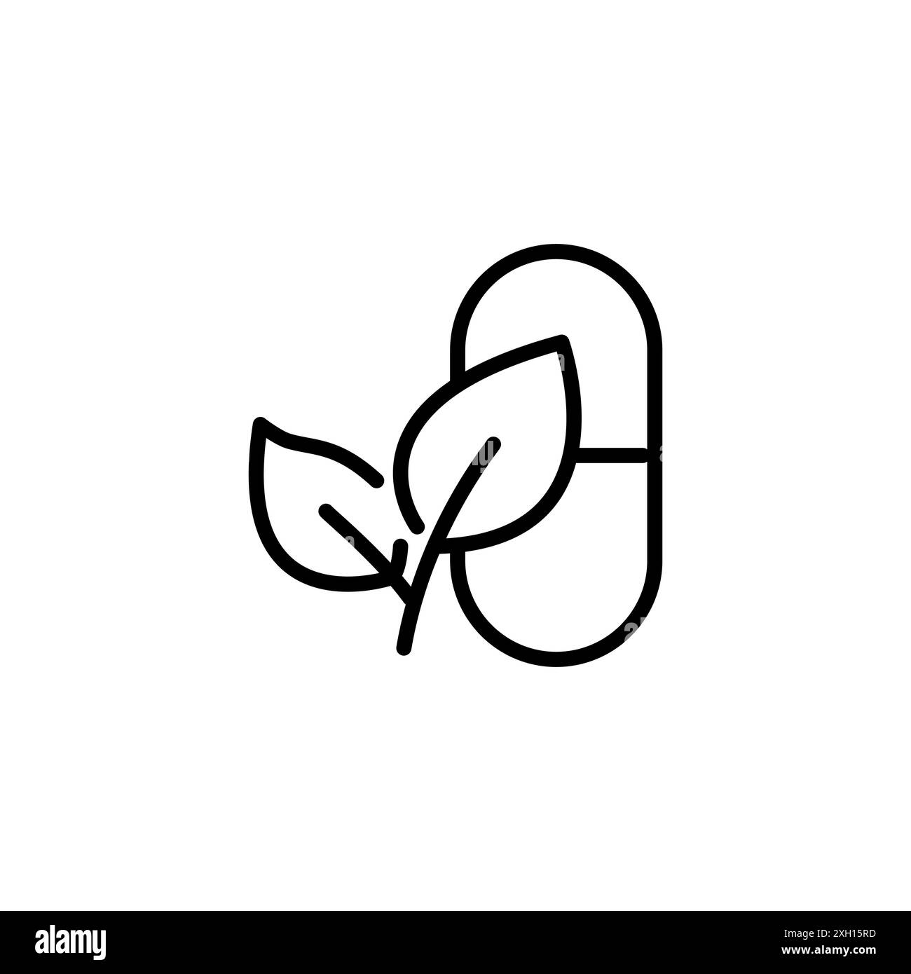 Organic pills, herbs pill, capsule simple thin line icon vector ...