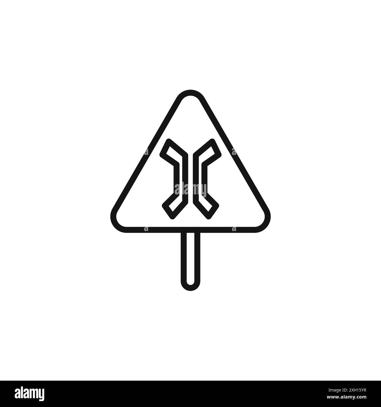 Narrow bridge ahead icon logo sign vector outline in black and white ...