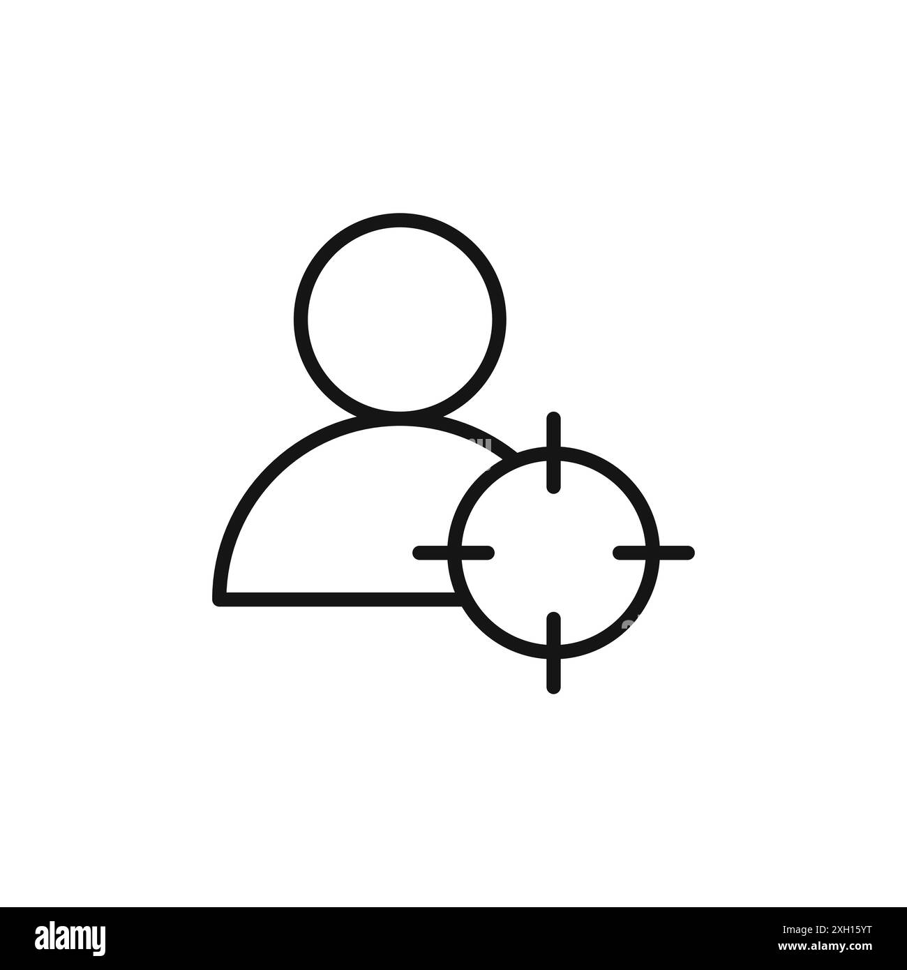 man with target icon logo sign vector outline in black and white color ...