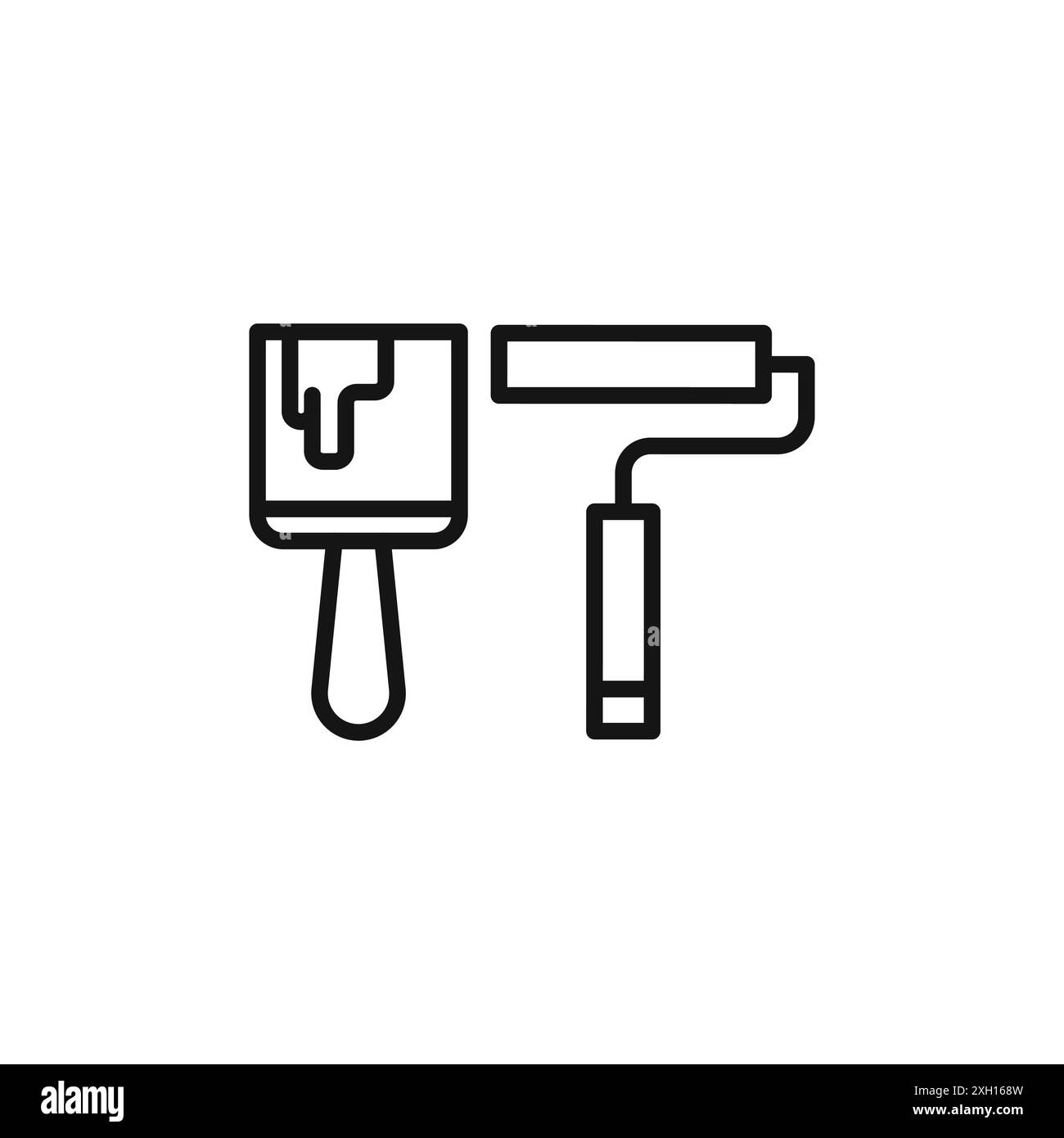 paint brush icon logo sign vector outline in black and white color ...