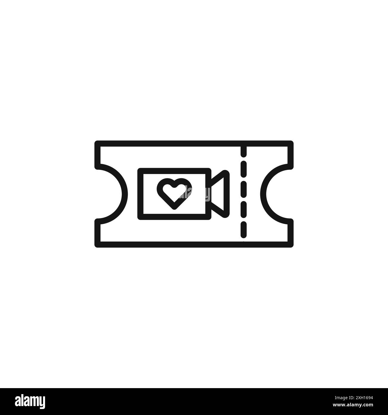 Romantic Movie ticket icon logo sign vector outline in black and white ...