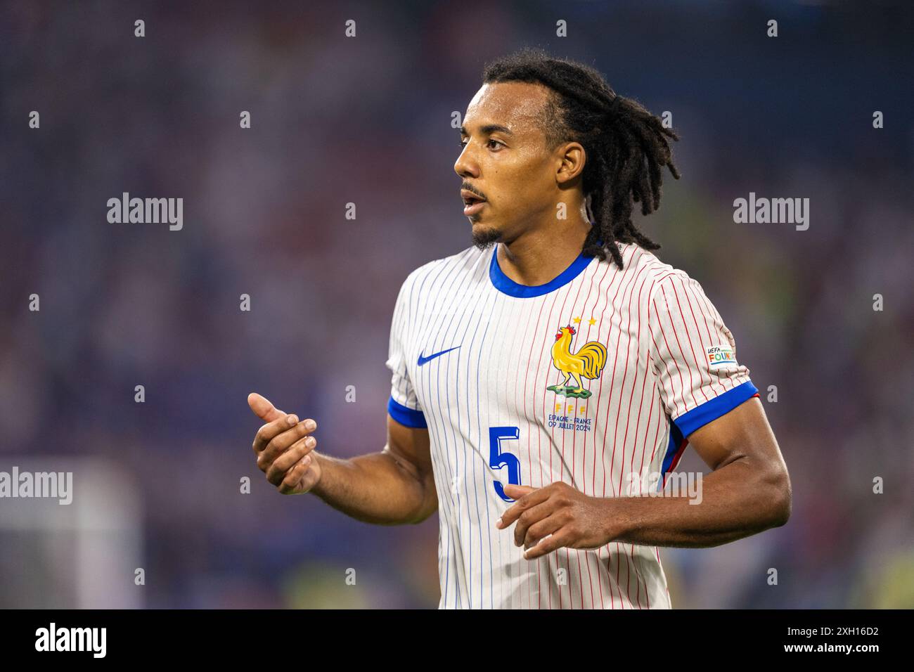 Munich, Germany. 09th, July 2024. Jules Kounde (5) of France seen ...