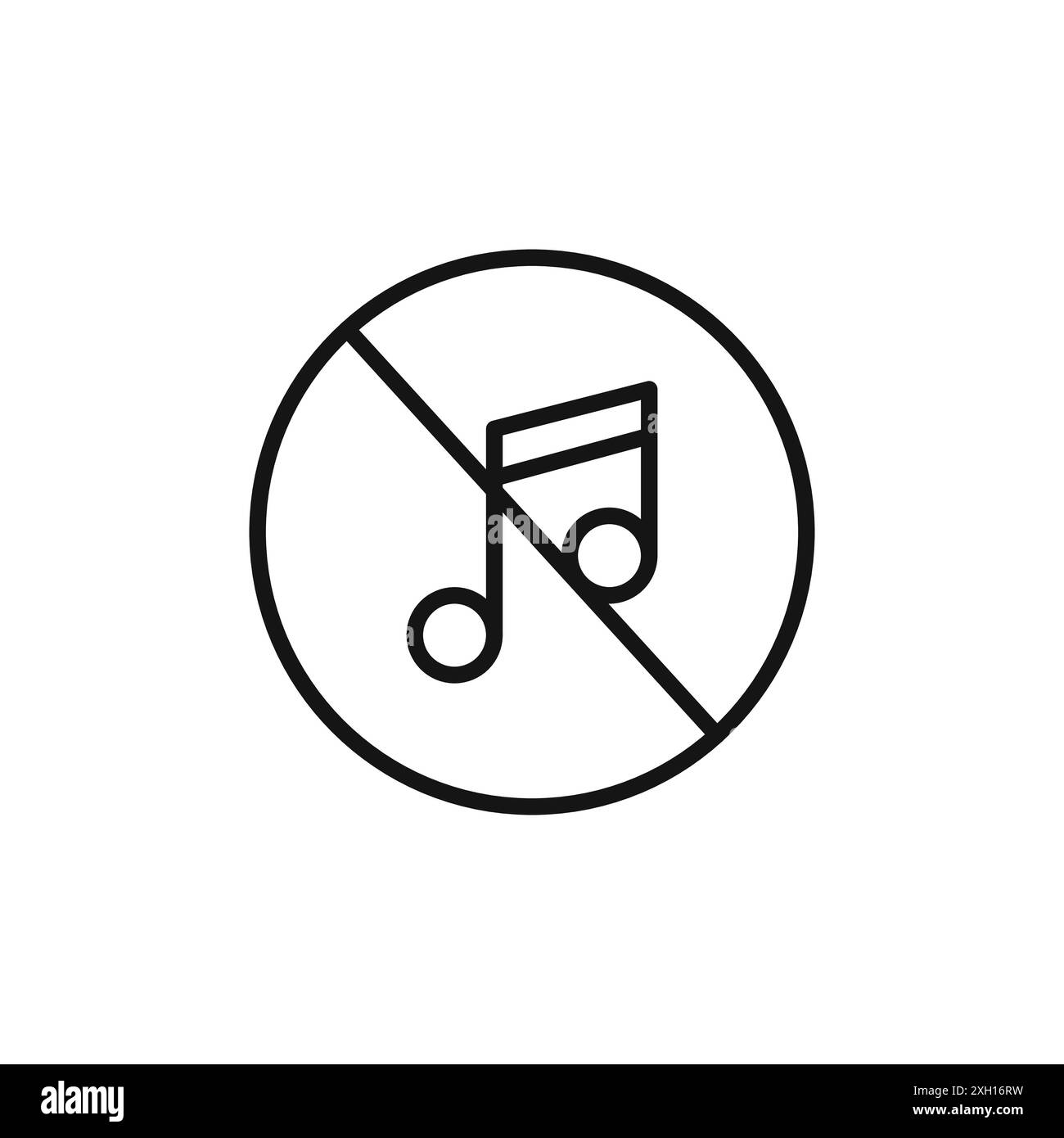 No Music Sign icon logo sign vector outline in black and white color ...