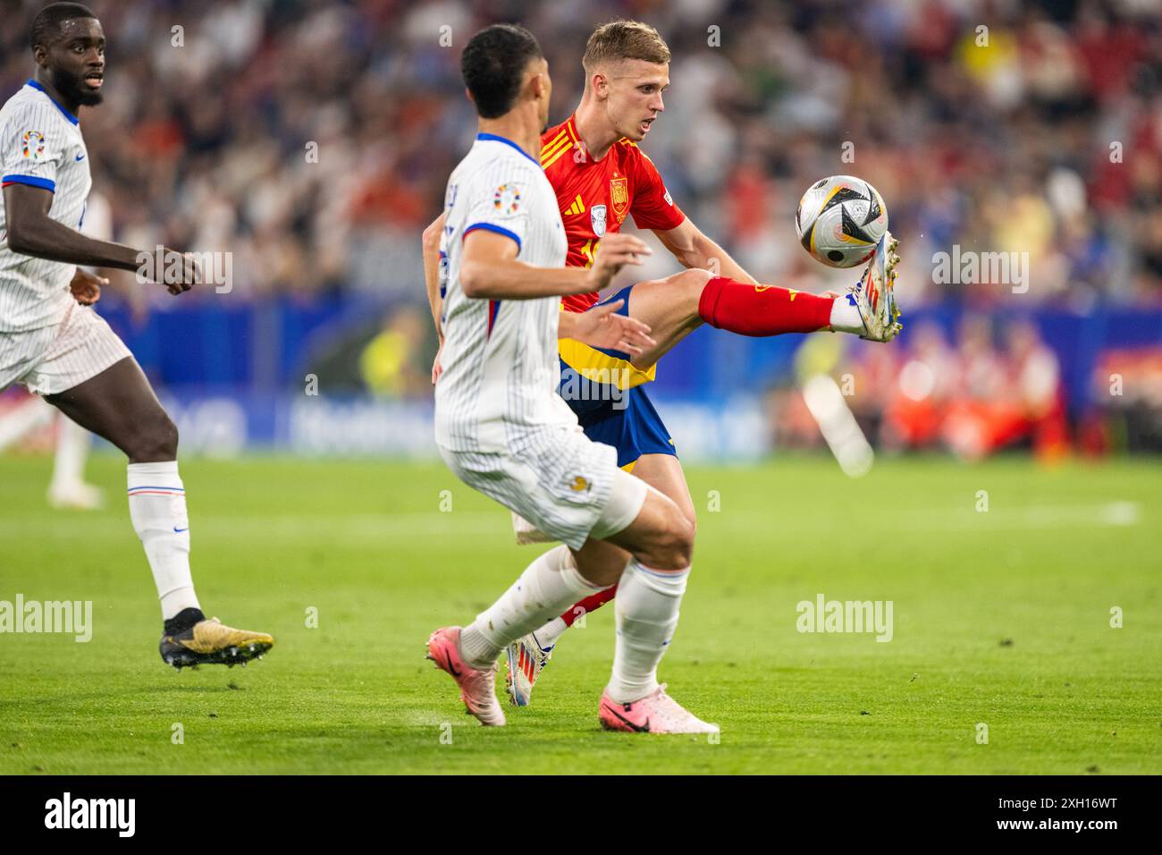 Munich, Germany. 09th, July 2024. Dani Olmo (10) of Spain seen during ...
