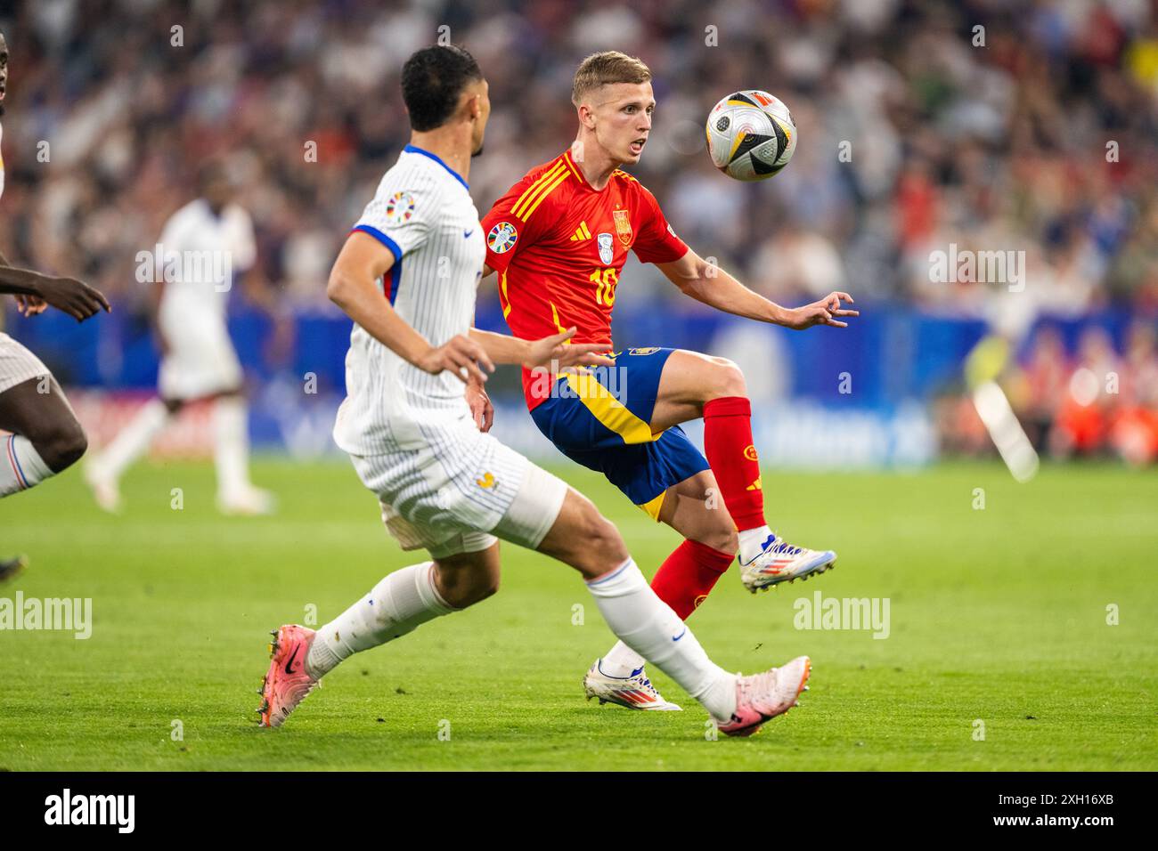 Munich, Germany. 09th, July 2024. Dani Olmo (10) of Spain seen during ...