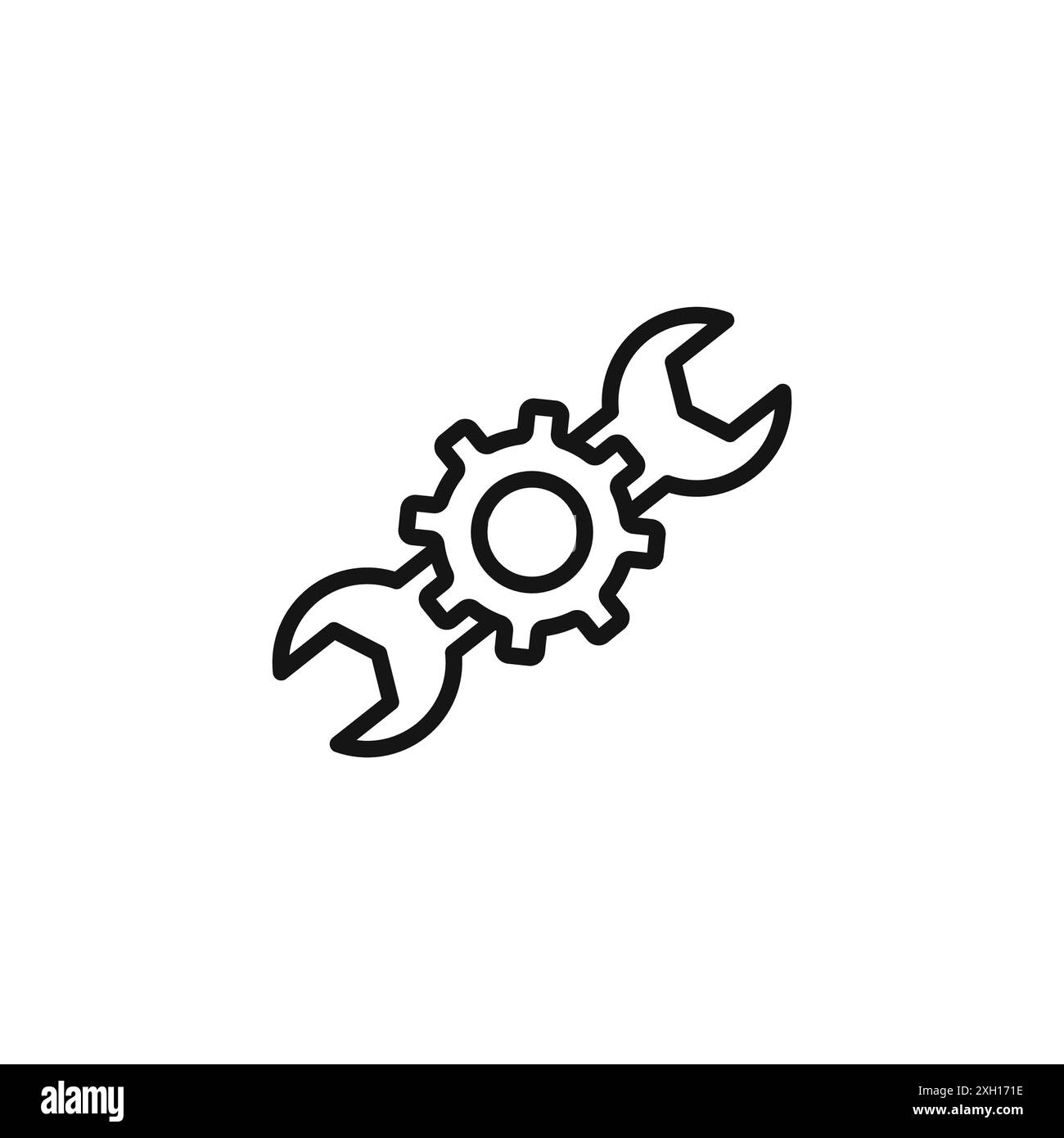 Service tool icon logo sign vector outline in black and white color ...