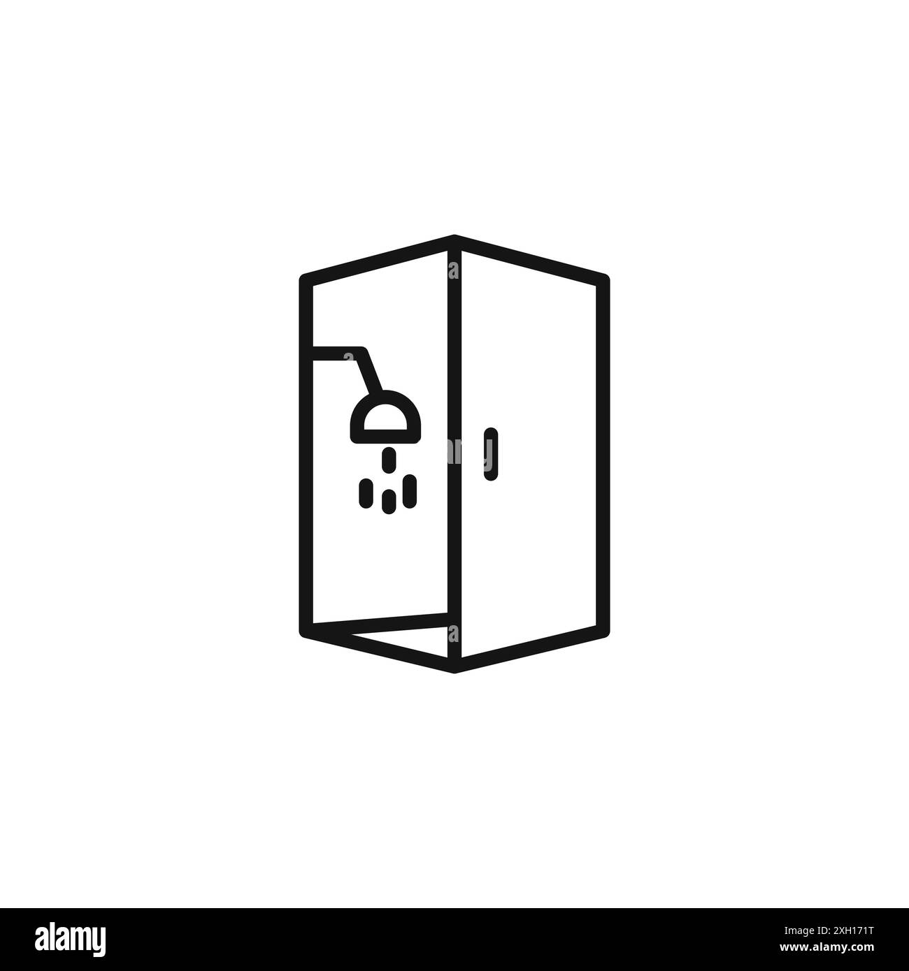 Shower cabin bathroom icon logo sign vector outline in black and white ...