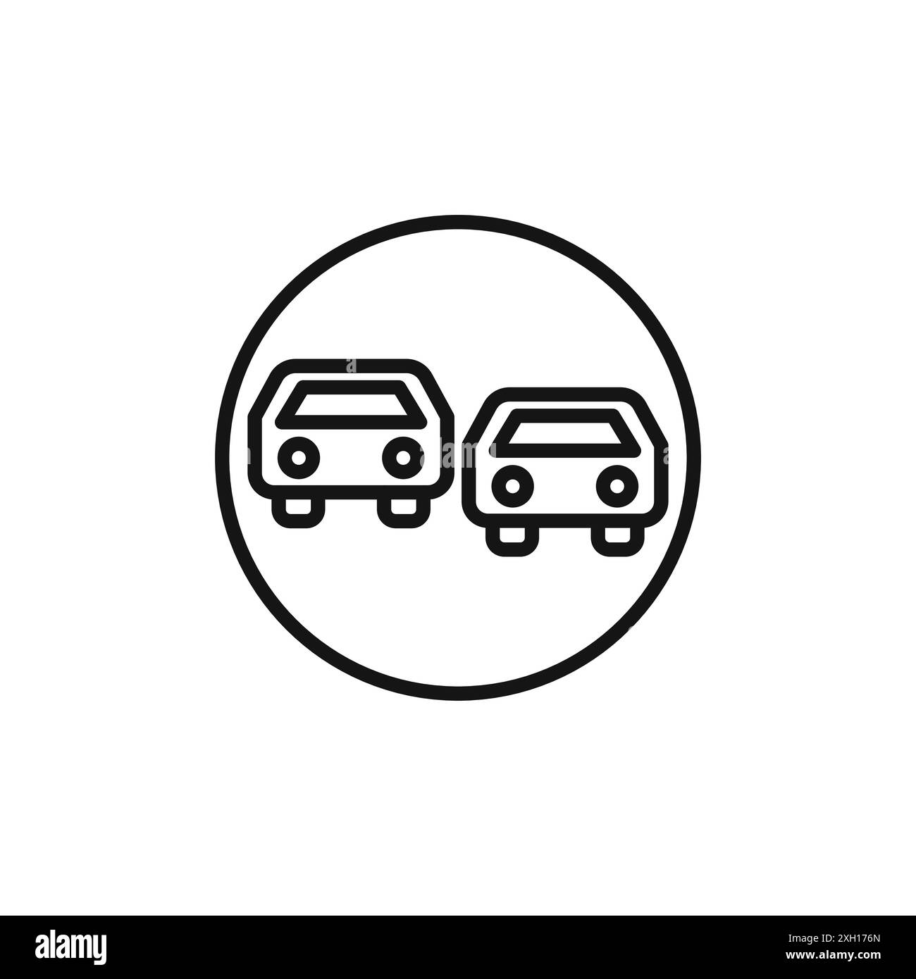 No overtaking icon logo sign vector outline in black and white color ...