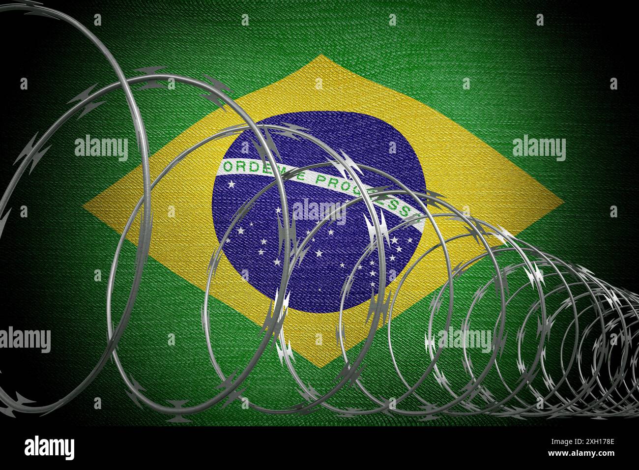 National flag and barbed wire - 3D illustration Stock Photo - Alamy