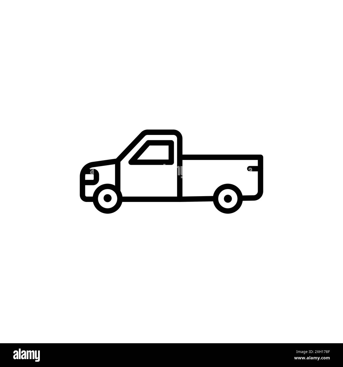 Pickup truck icon logo sign vector outline in black and white color ...
