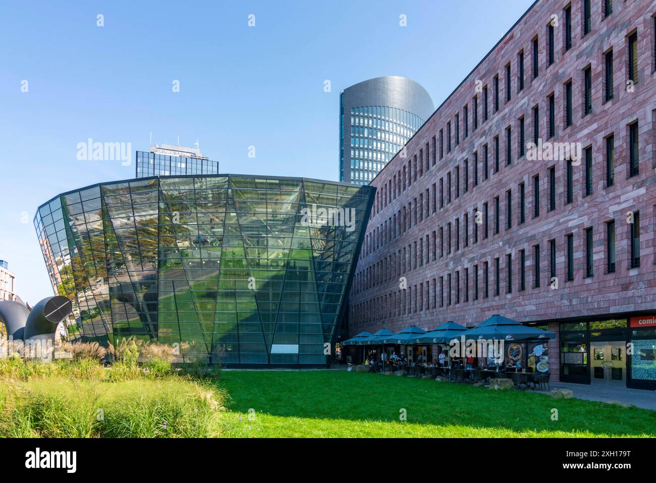 From left to right: IWO high-rise, city and state library, RWE Tower ...