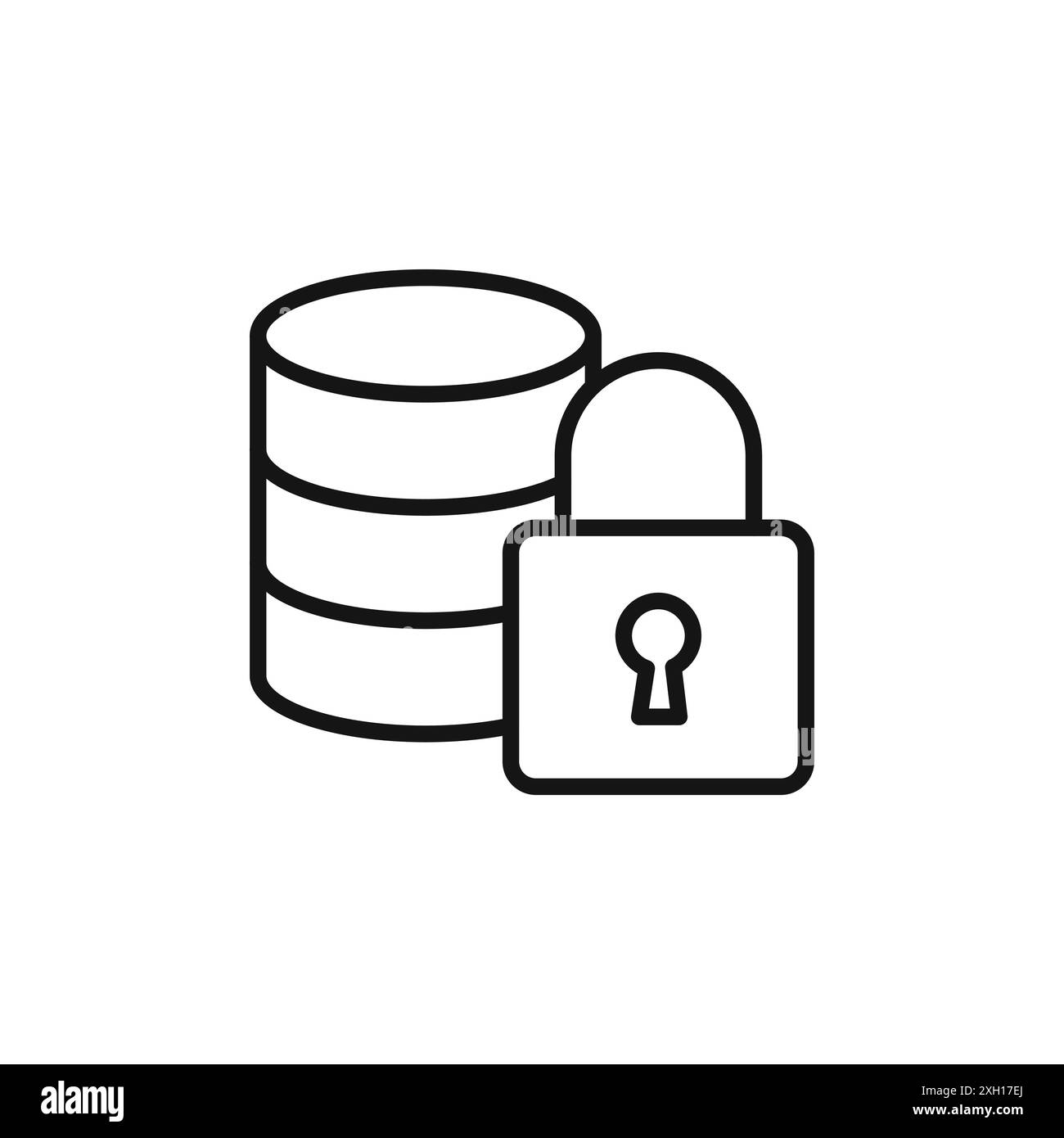 Secure Data base icon logo sign vector outline in black and white color Stock Vector Image & Art ...