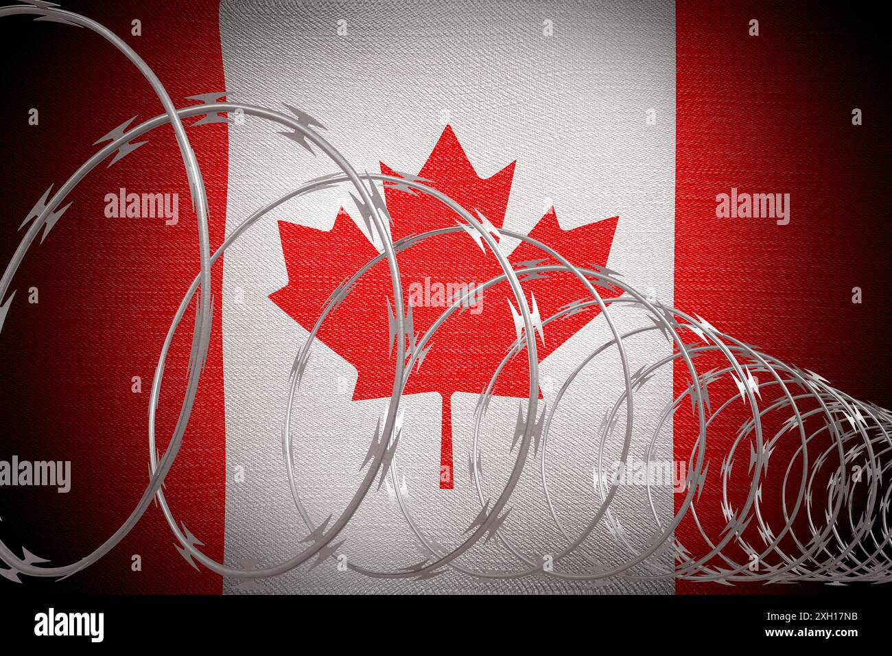 National flag and barbed wire - 3D illustration Stock Photo - Alamy