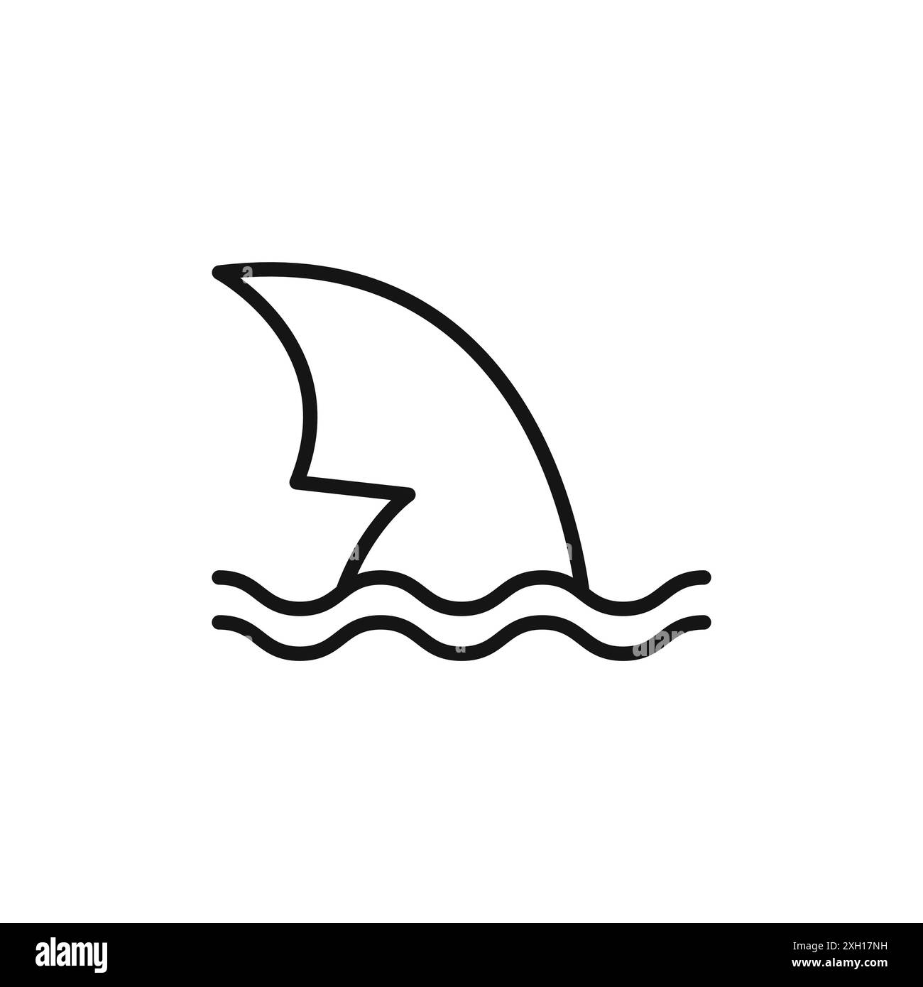 shark fin icon logo sign vector outline in black and white color Stock ...