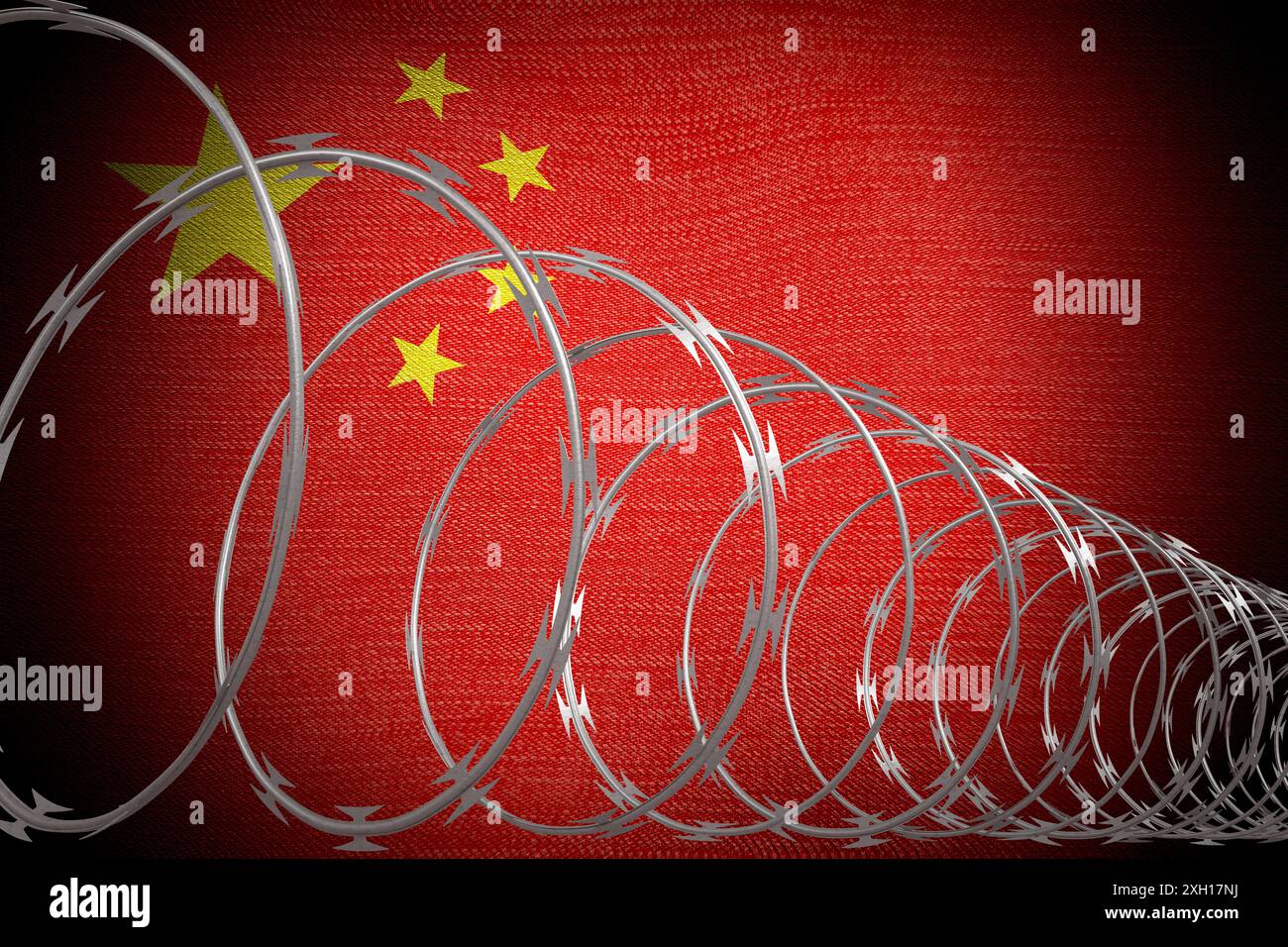 National flag and barbed wire - 3D illustration Stock Photo - Alamy