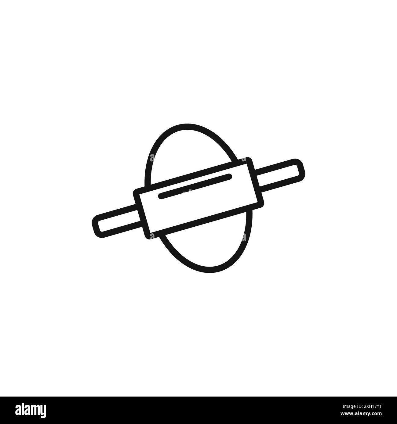 Rolling pin icon logo sign vector outline in black and white color ...