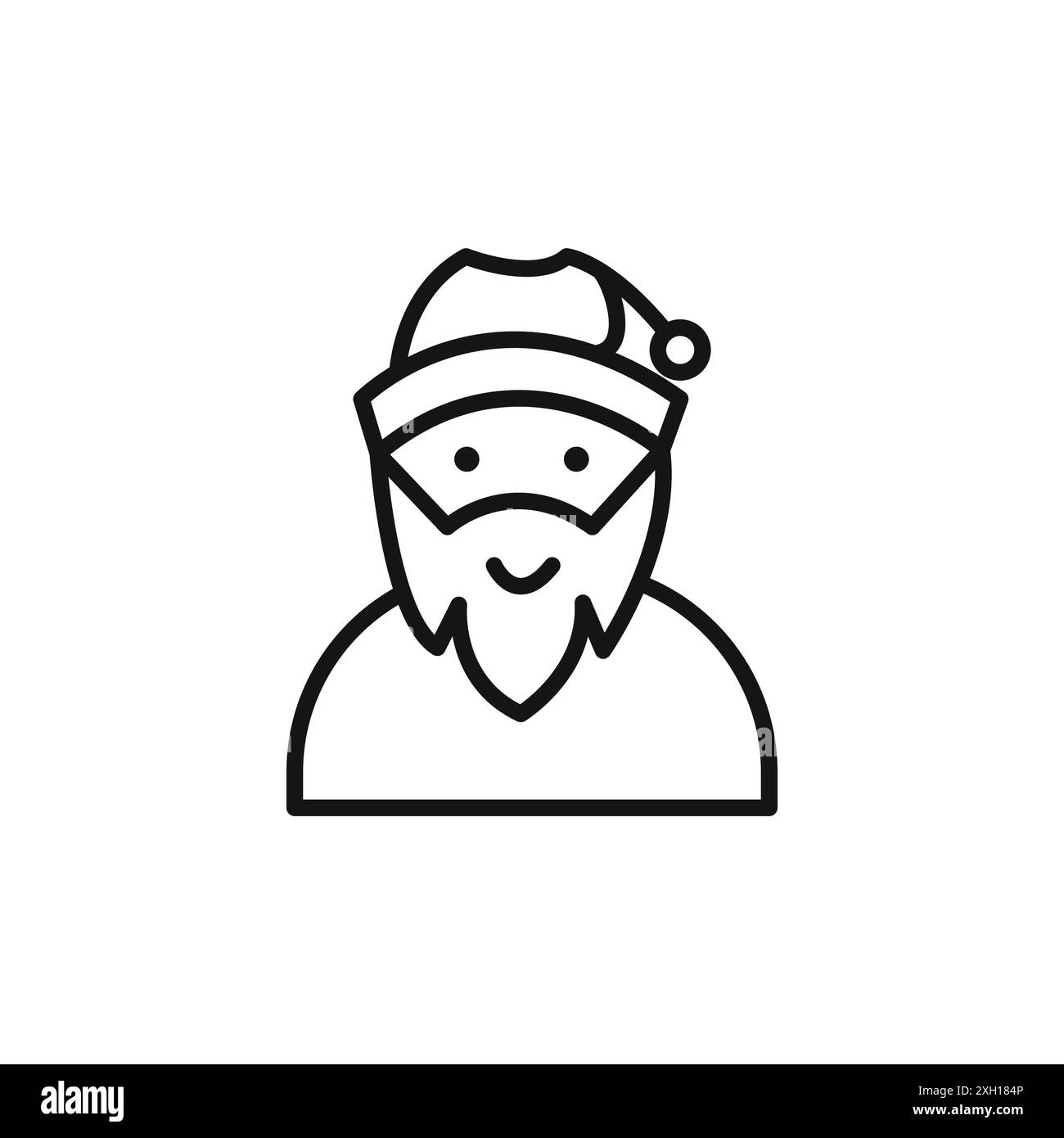 Santa Claus icon logo sign vector outline in black and white color ...
