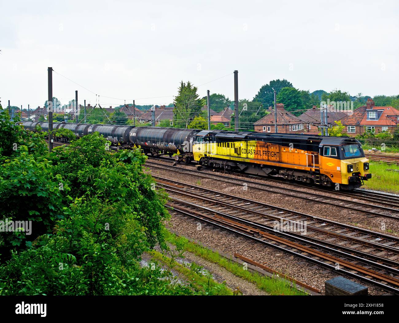 Colas Rail Class 70803 on Tanker Train at Holgate, York, England Stock ...