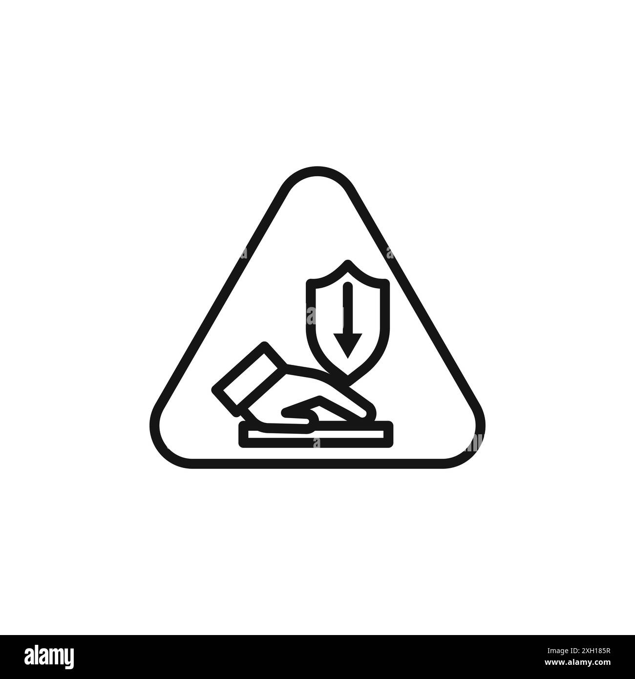 safety hand icon logo sign vector outline in black and white color ...