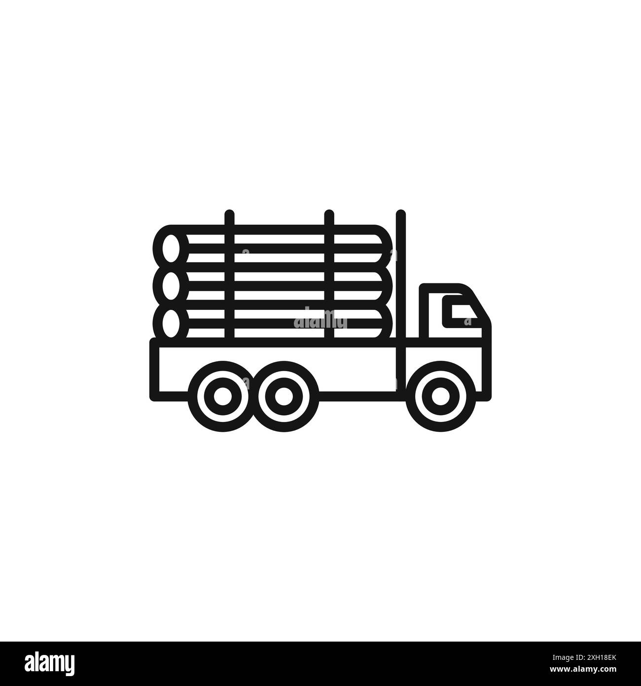 Timber truck icon logo sign vector outline in black and white color ...