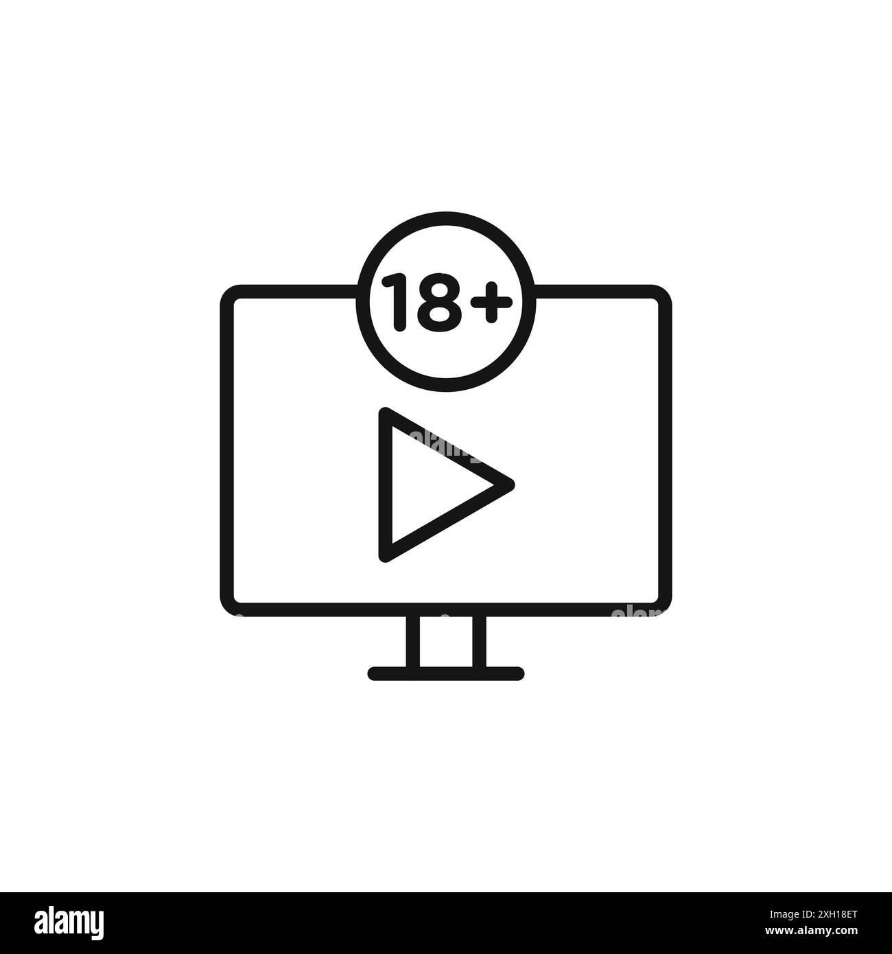 plus 18 movie icon logo sign vector outline in black and white color ...