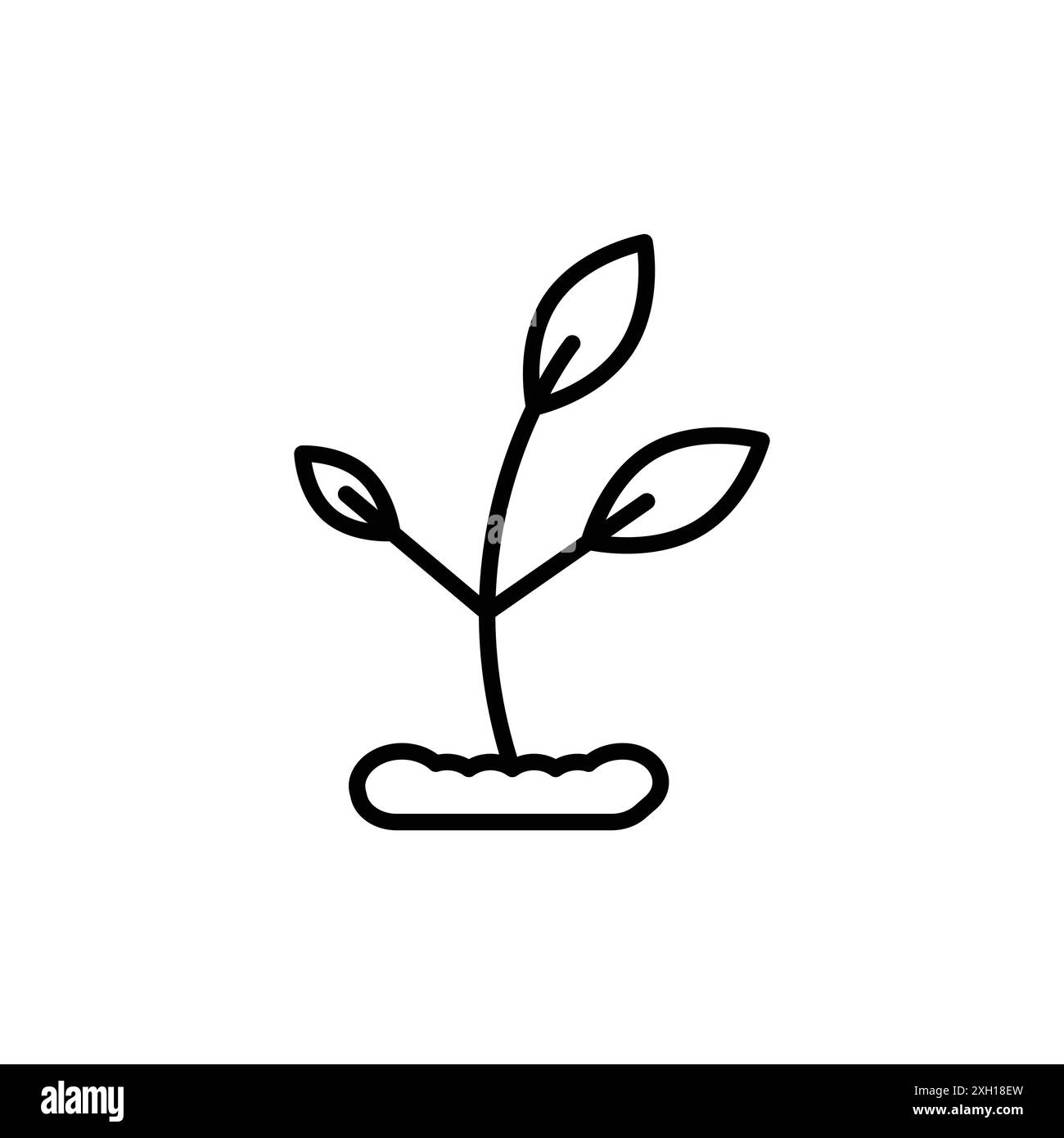 Seedling in soil icon logo sign vector outline in black and white color ...