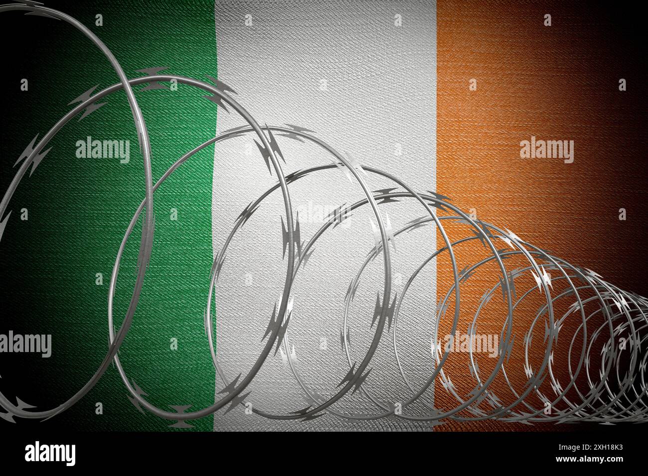 National flag and barbed wire - 3D illustration Stock Photo - Alamy