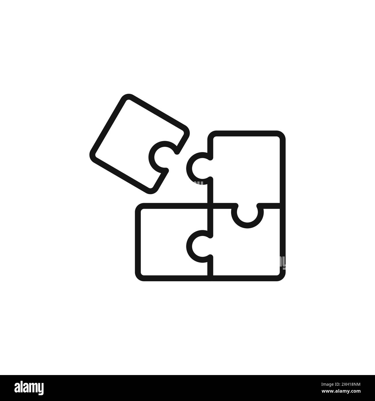 Puzzle icon logo sign vector outline in black and white color Stock ...