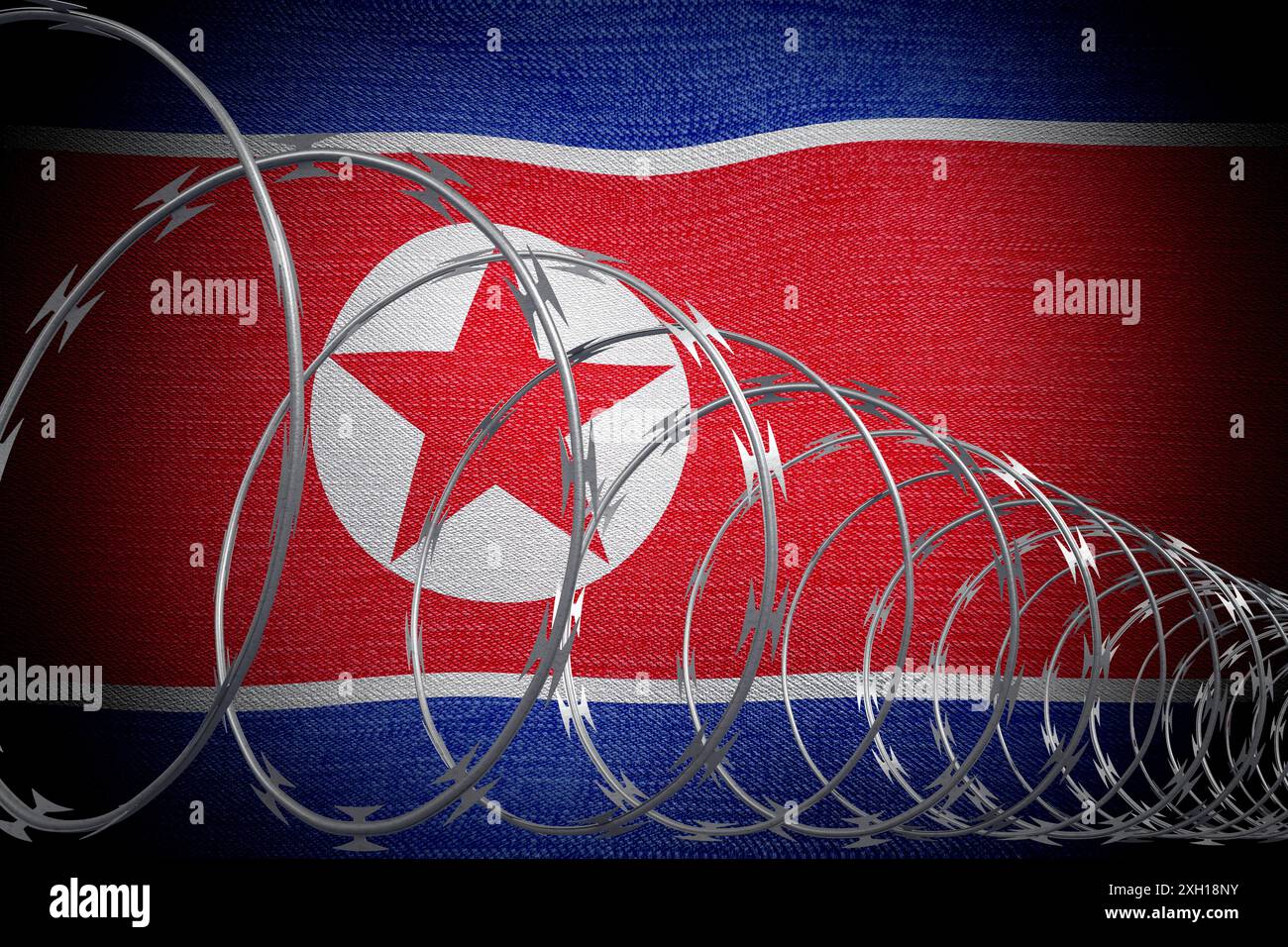 National flag and barbed wire - 3D illustration Stock Photo - Alamy