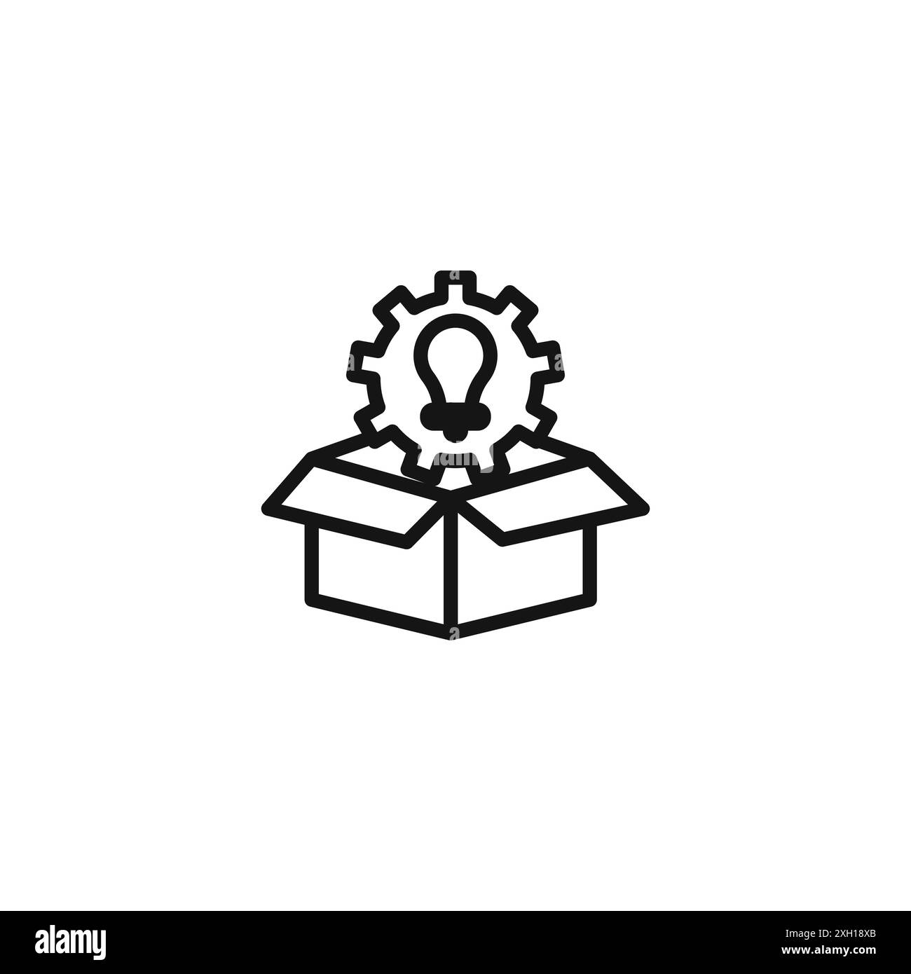 Think out of box idea icon logo sign vector outline in black and white ...