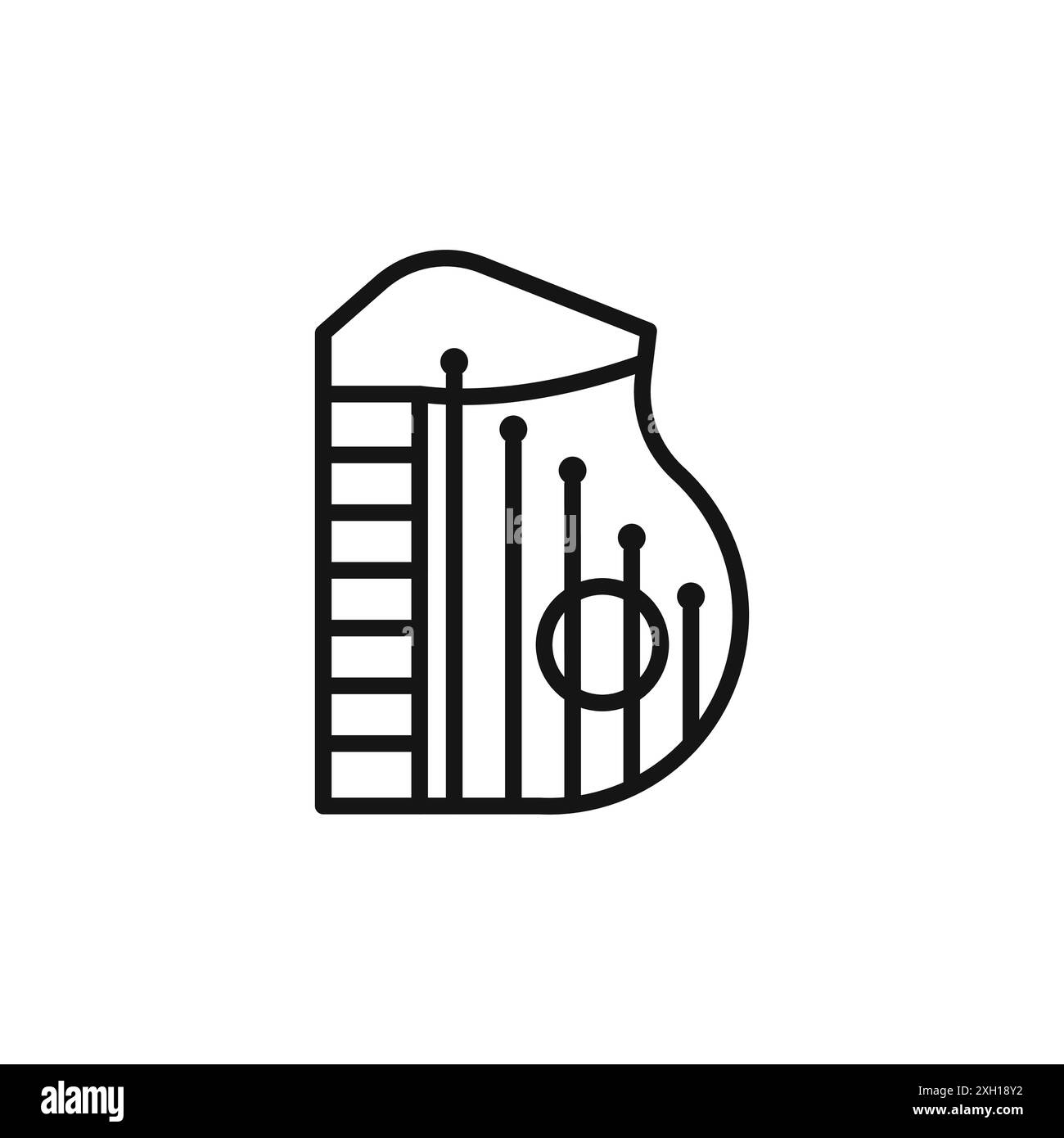 zither icon logo sign vector outline in black and white color Stock ...