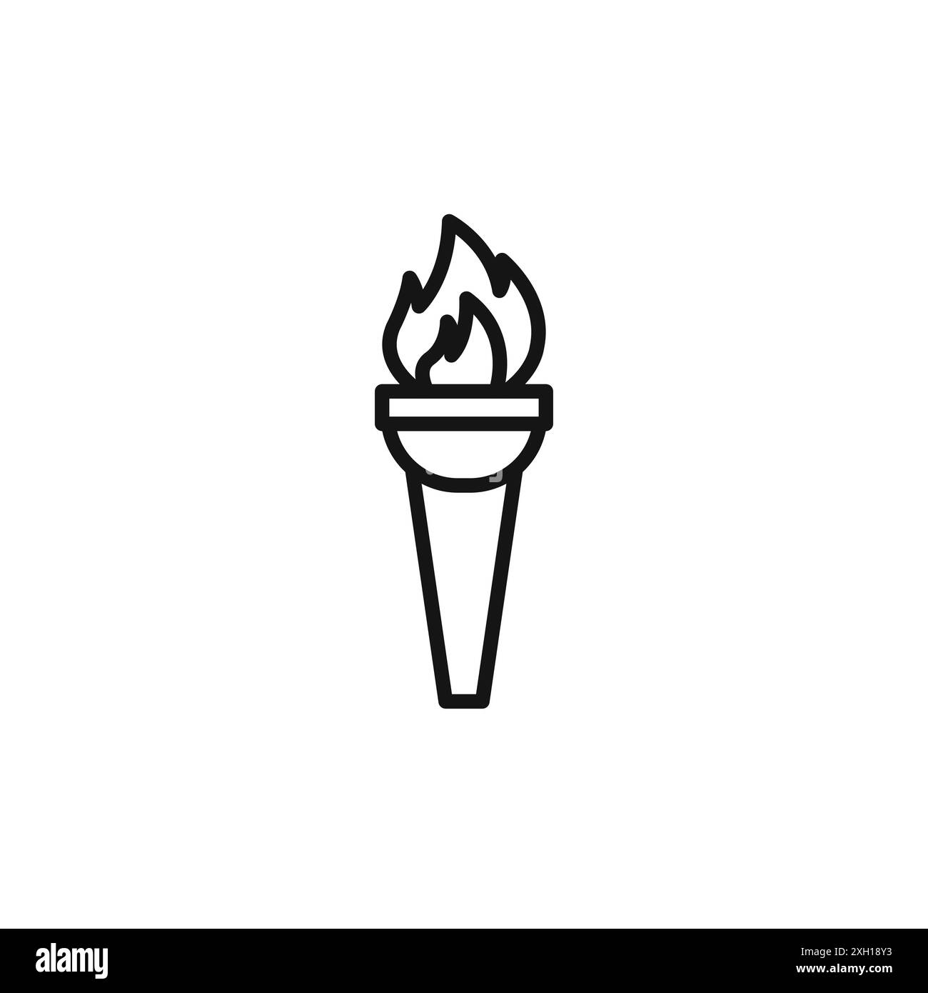 Torch flame icon logo sign vector outline in black and white color ...