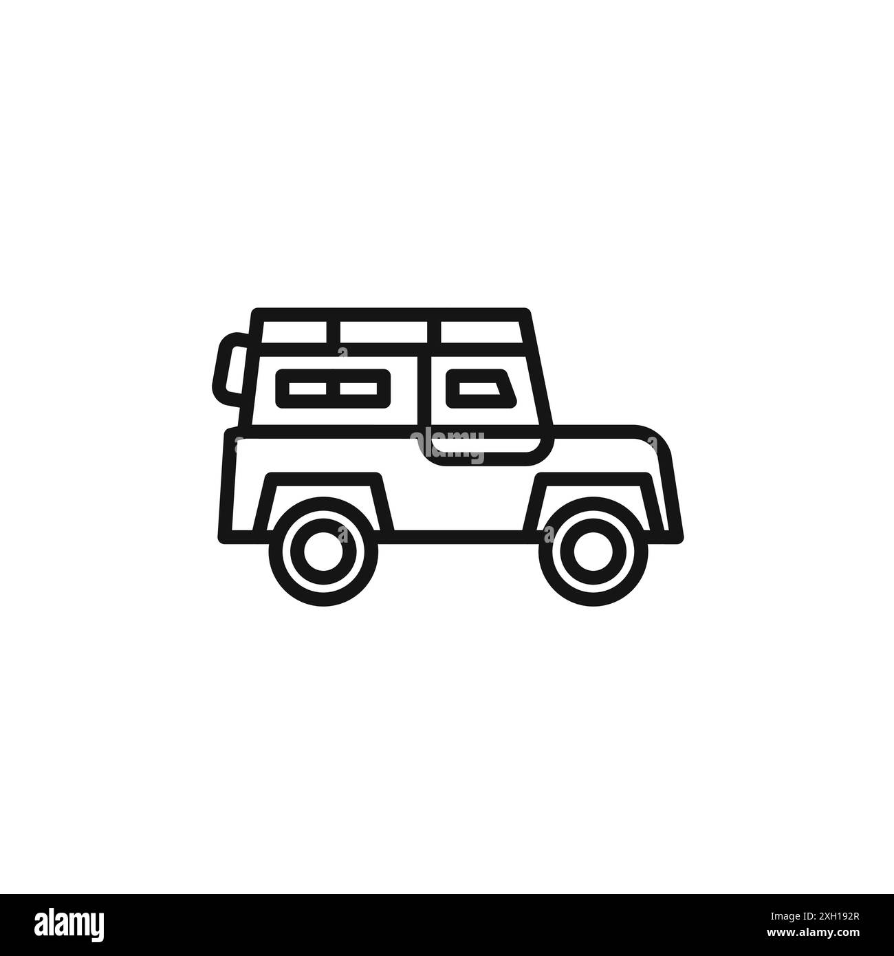 Travelling jeep icon logo sign vector outline in black and white color ...