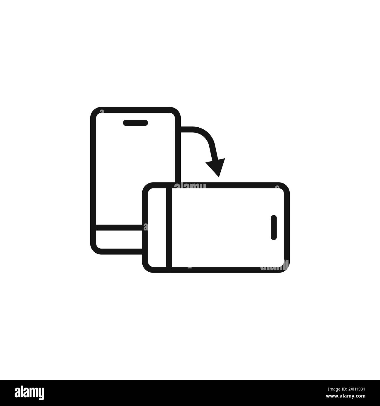 rotate phone icon logo sign vector outline in black and white color ...