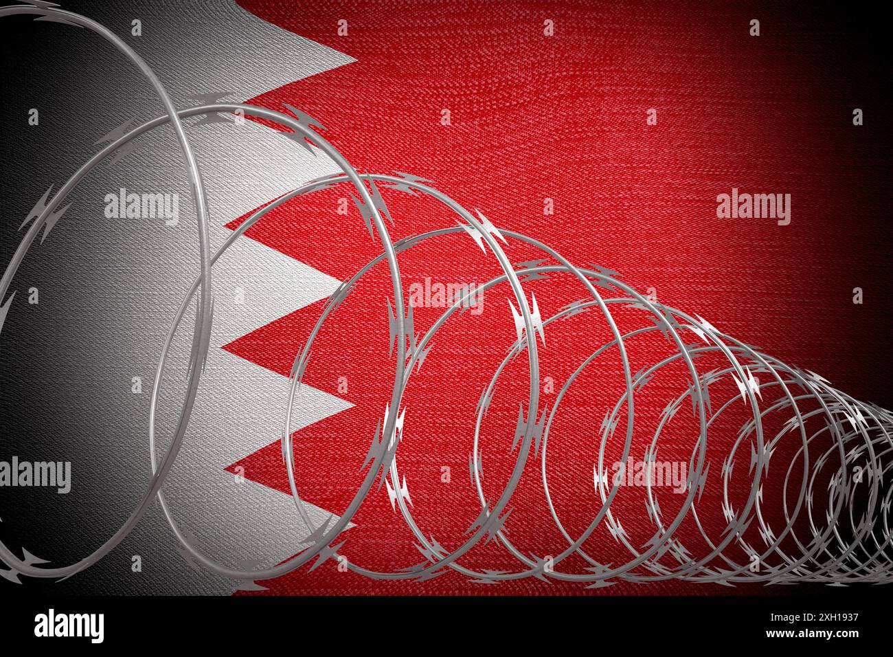 National flag and barbed wire - 3D illustration Stock Photo - Alamy