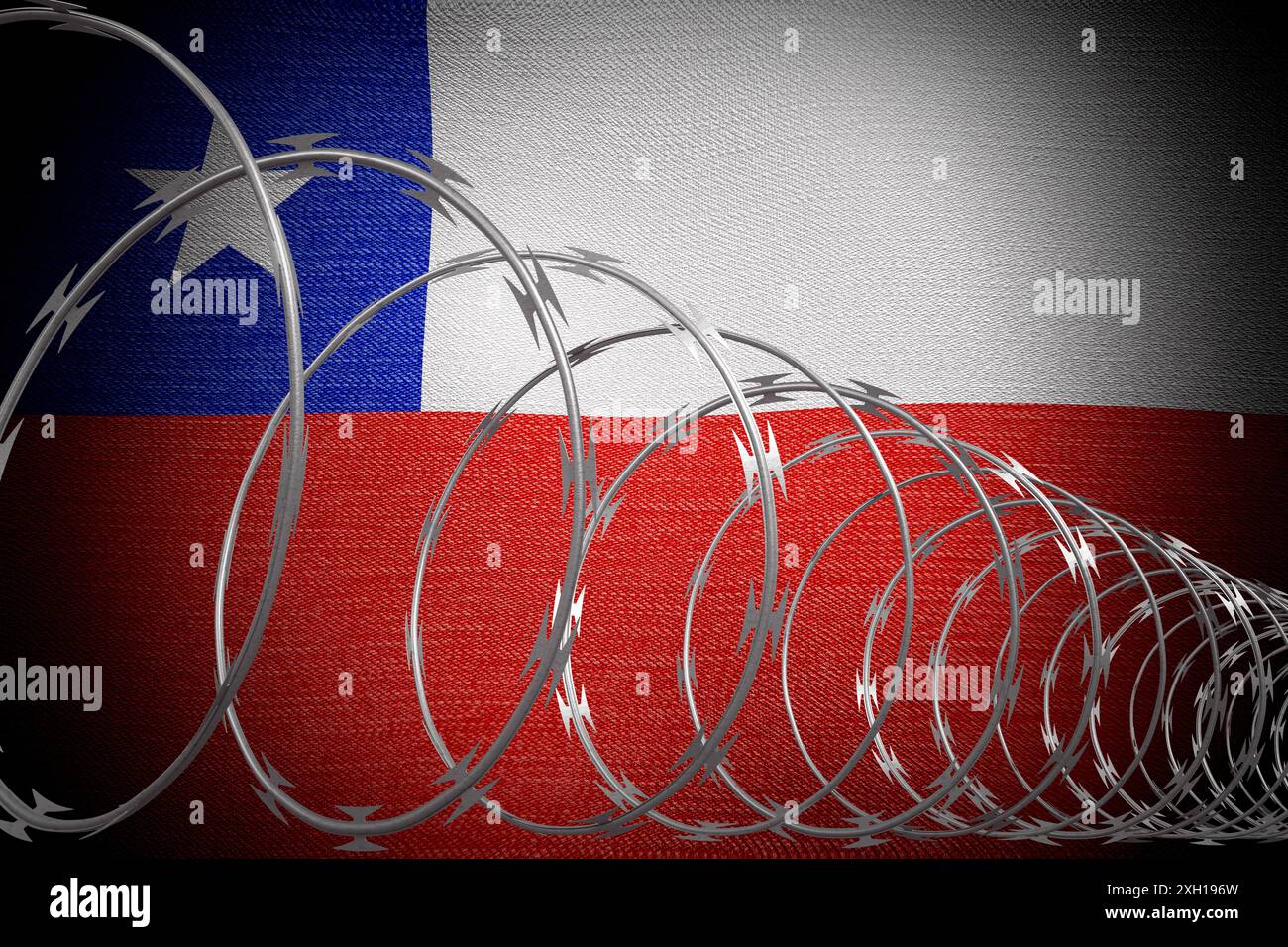 National flag and barbed wire - 3D illustration Stock Photo - Alamy
