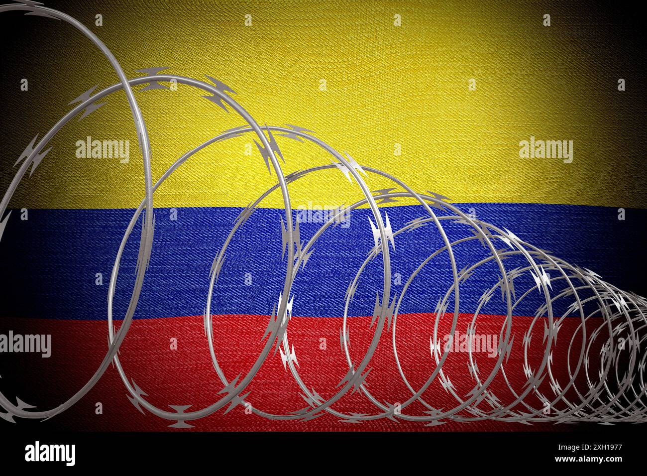 National flag and barbed wire - 3D illustration Stock Photo - Alamy