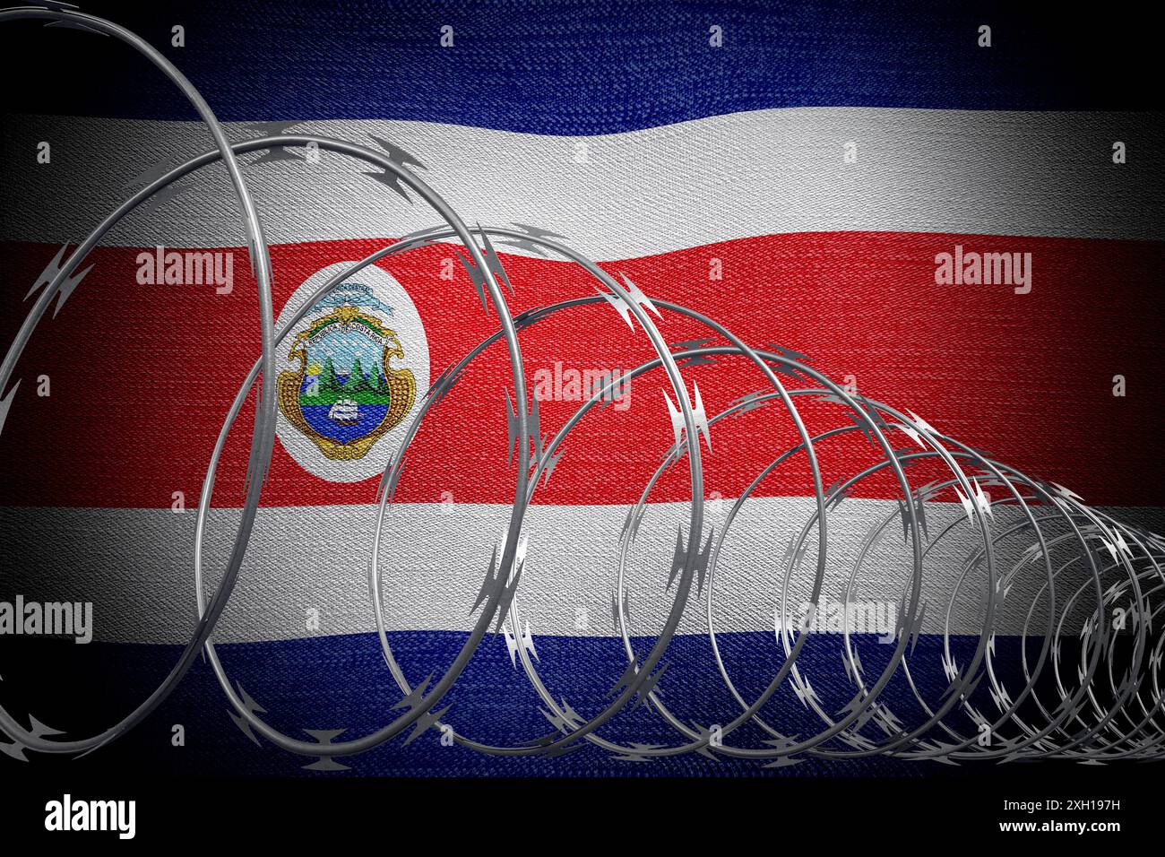National flag and barbed wire - 3D illustration Stock Photo - Alamy