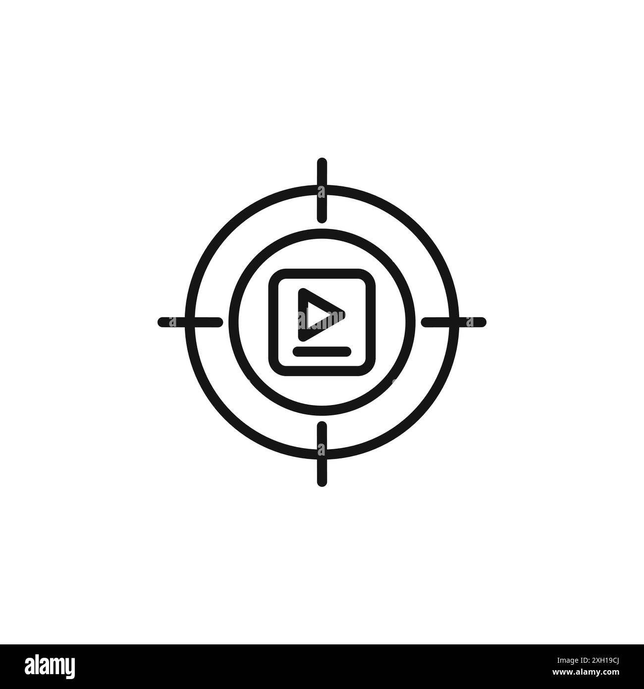 target video icon logo sign vector outline in black and white color ...