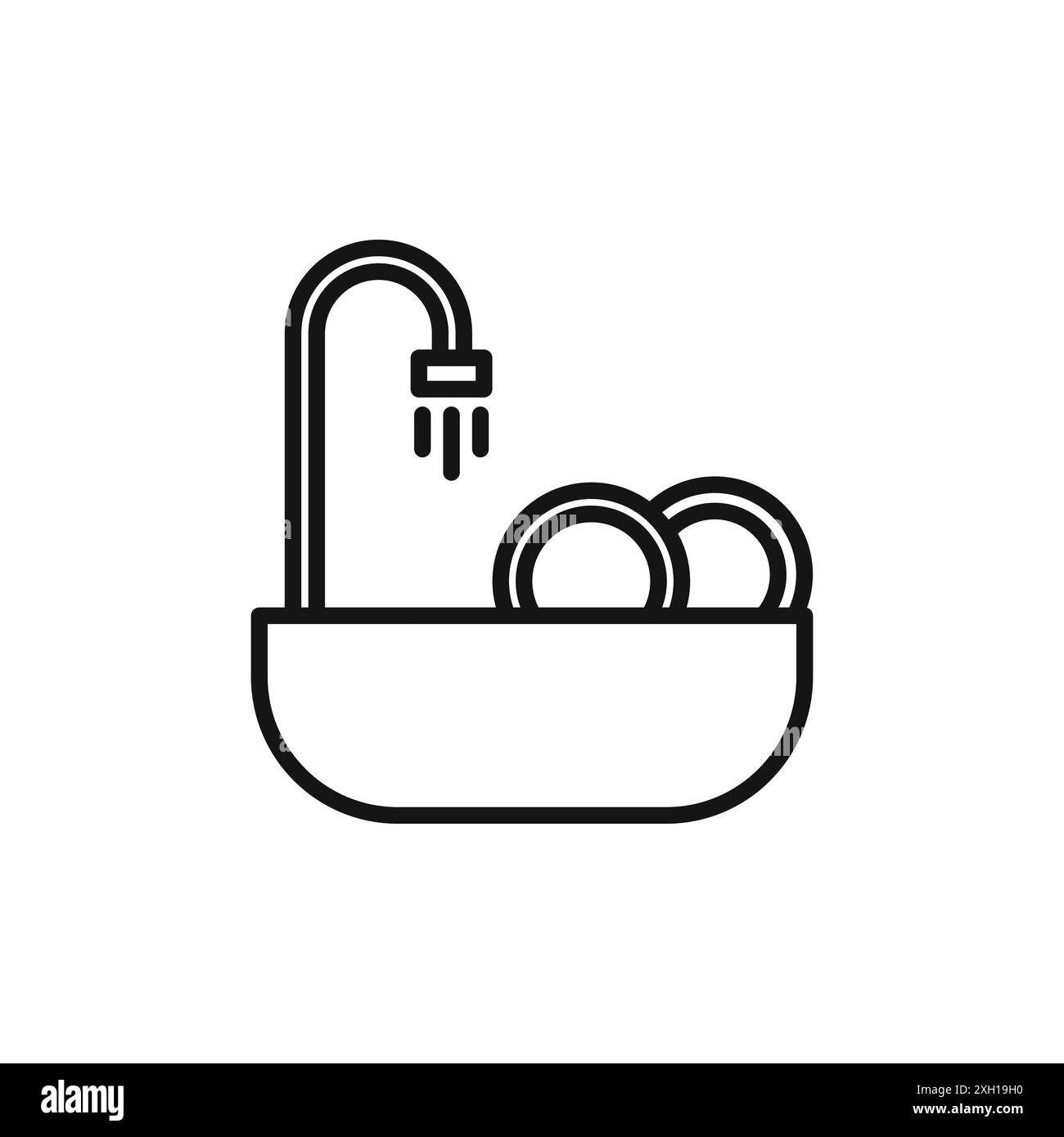 Washing plate icon logo sign vector outline in black and white color ...