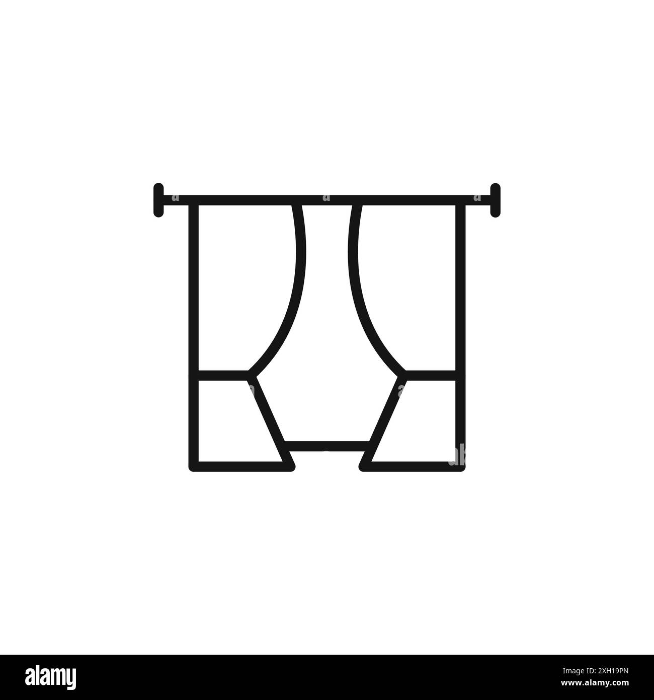 Window with curtains icon logo sign vector outline in black and white ...