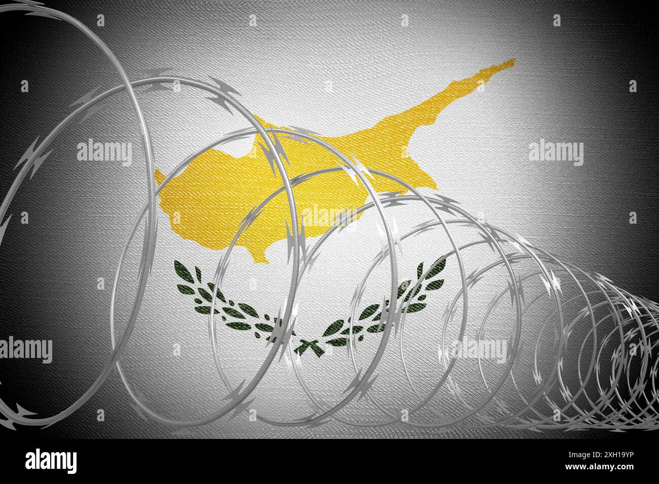 National flag and barbed wire - 3D illustration Stock Photo - Alamy