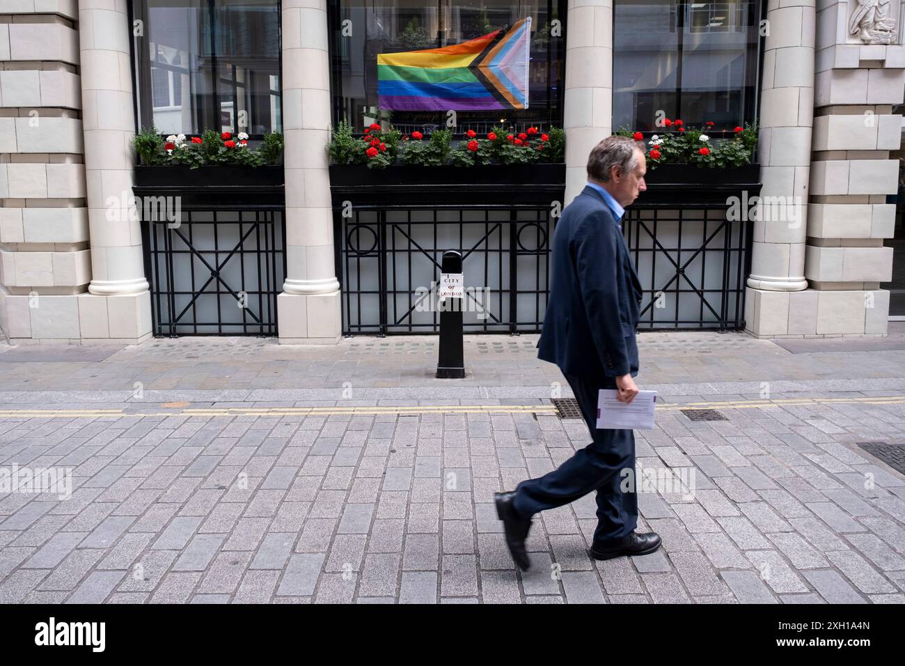 Pride Progress flag in the City of London on 2nd July 2024 in London ...