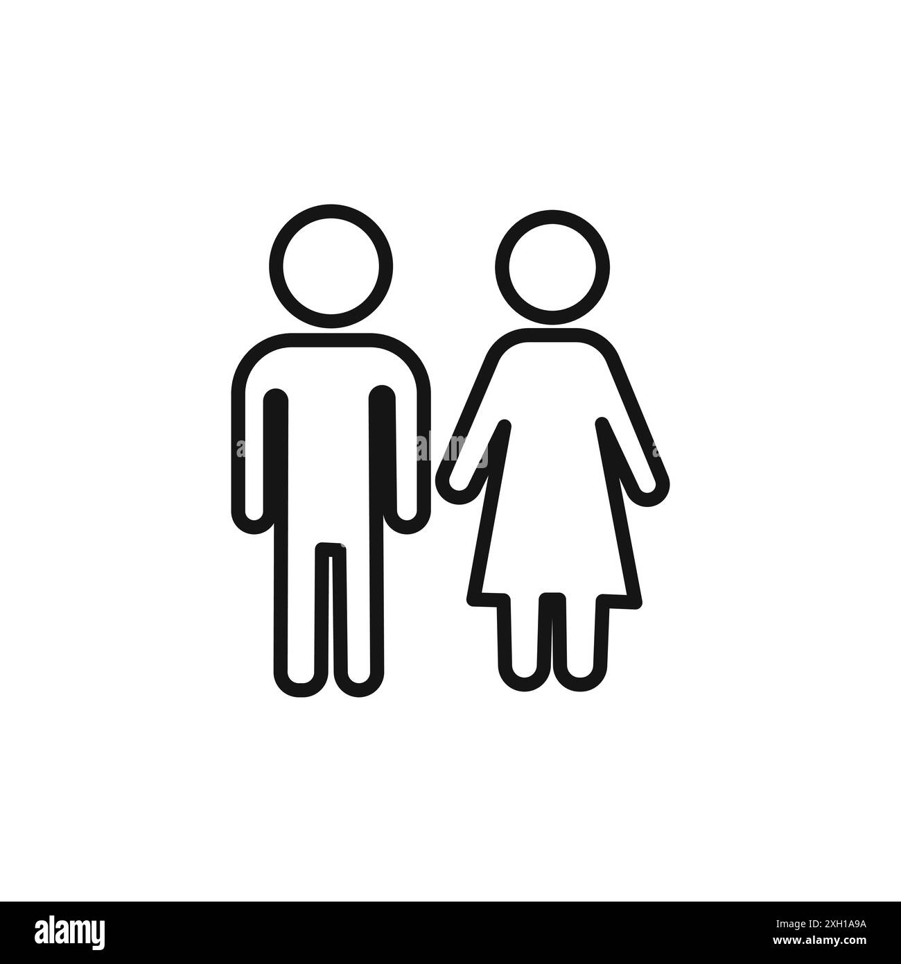 Toilet men women icon logo sign vector outline in black and white color ...