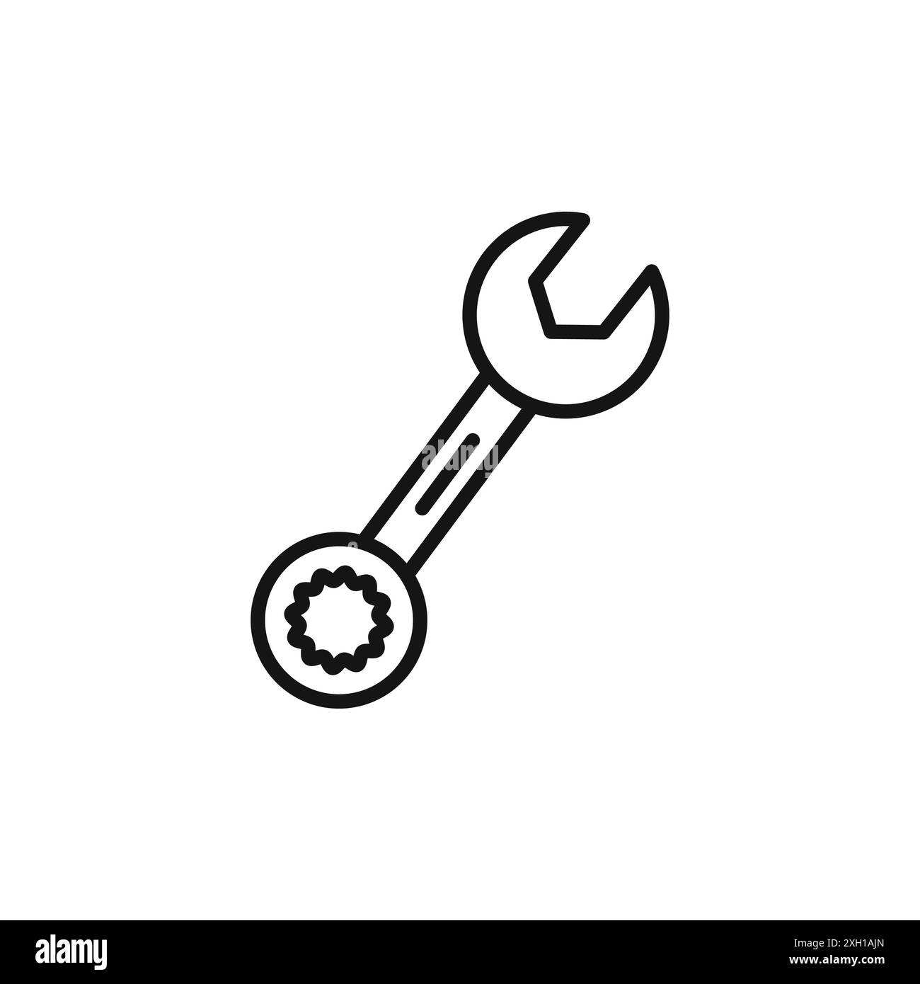 Wrench icon logo sign vector outline in black and white color Stock ...