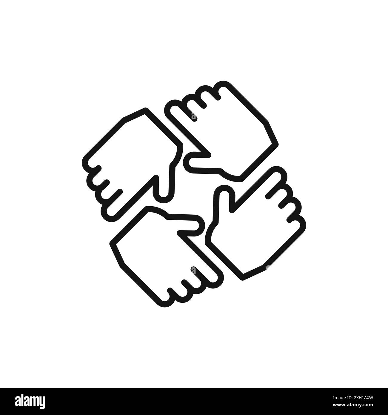 Unity and teamwork icon logo sign vector outline in black and white color Stock Vector Image ...